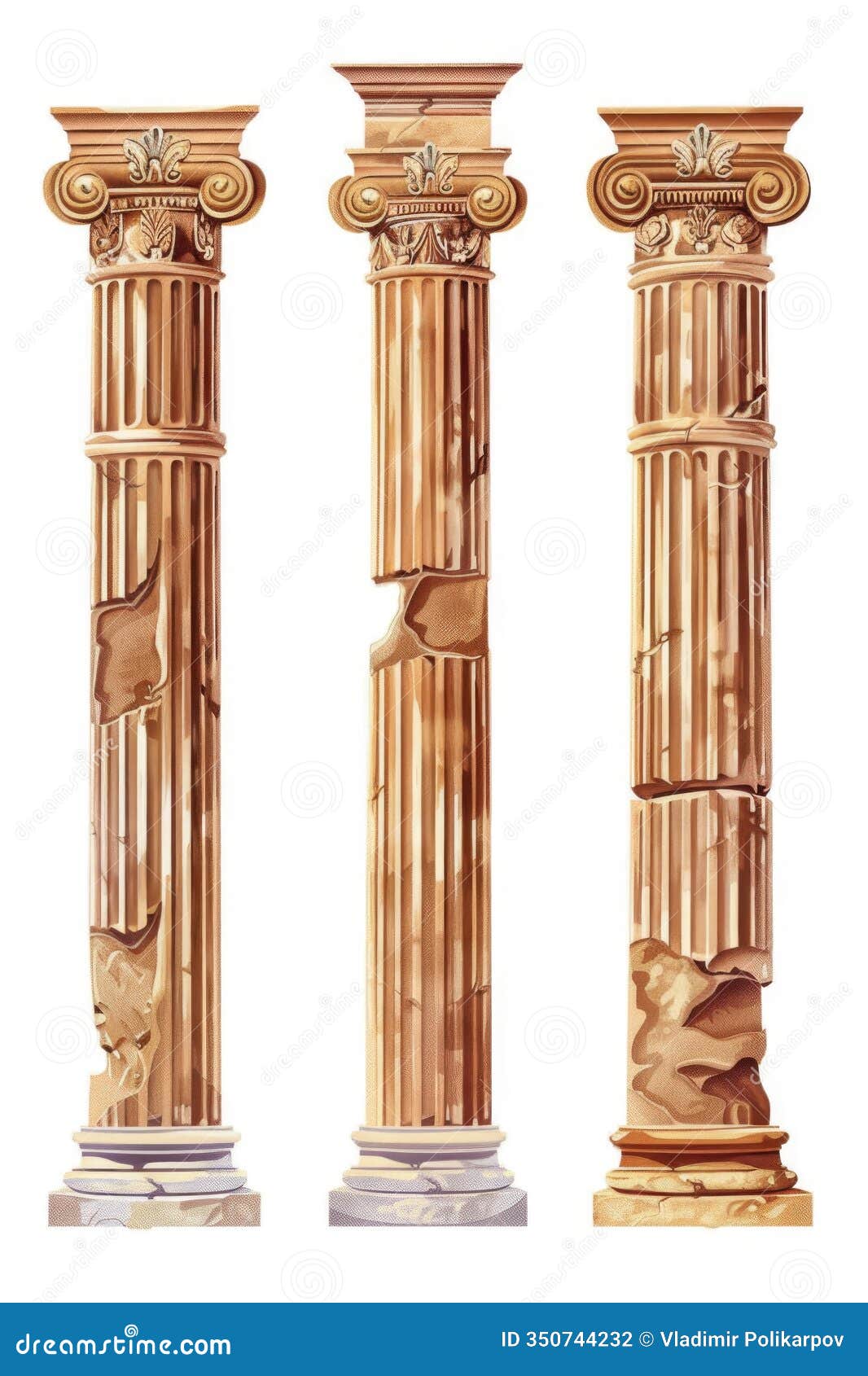 Three Columns with Intricate Carvings, Perfect for Architectural or ...