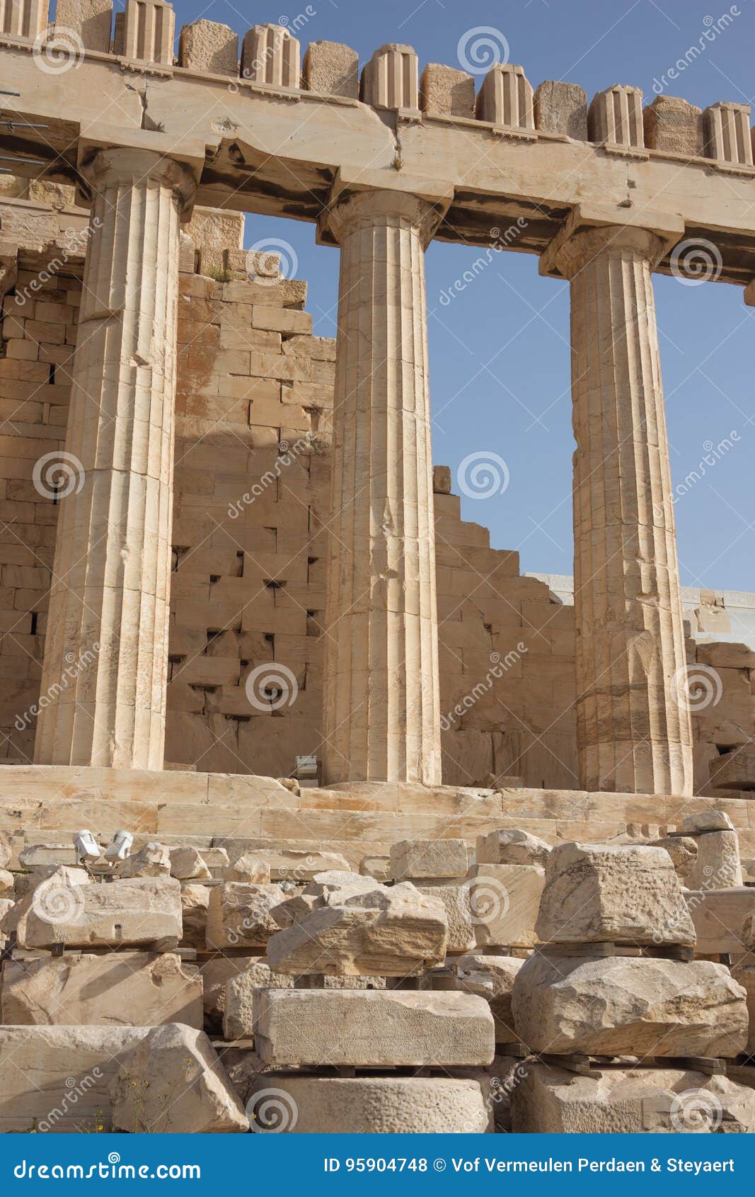 Three Columns from the Side of the Parthenon Stock Photo - Image of ...