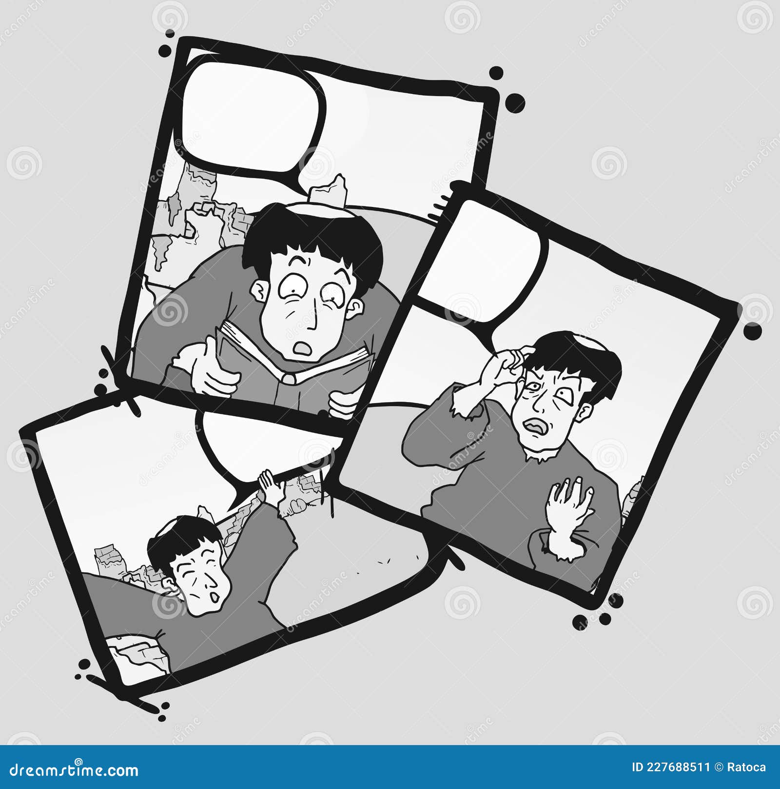 Three Comic People Isolated On White Background Illustration. Royalty ...