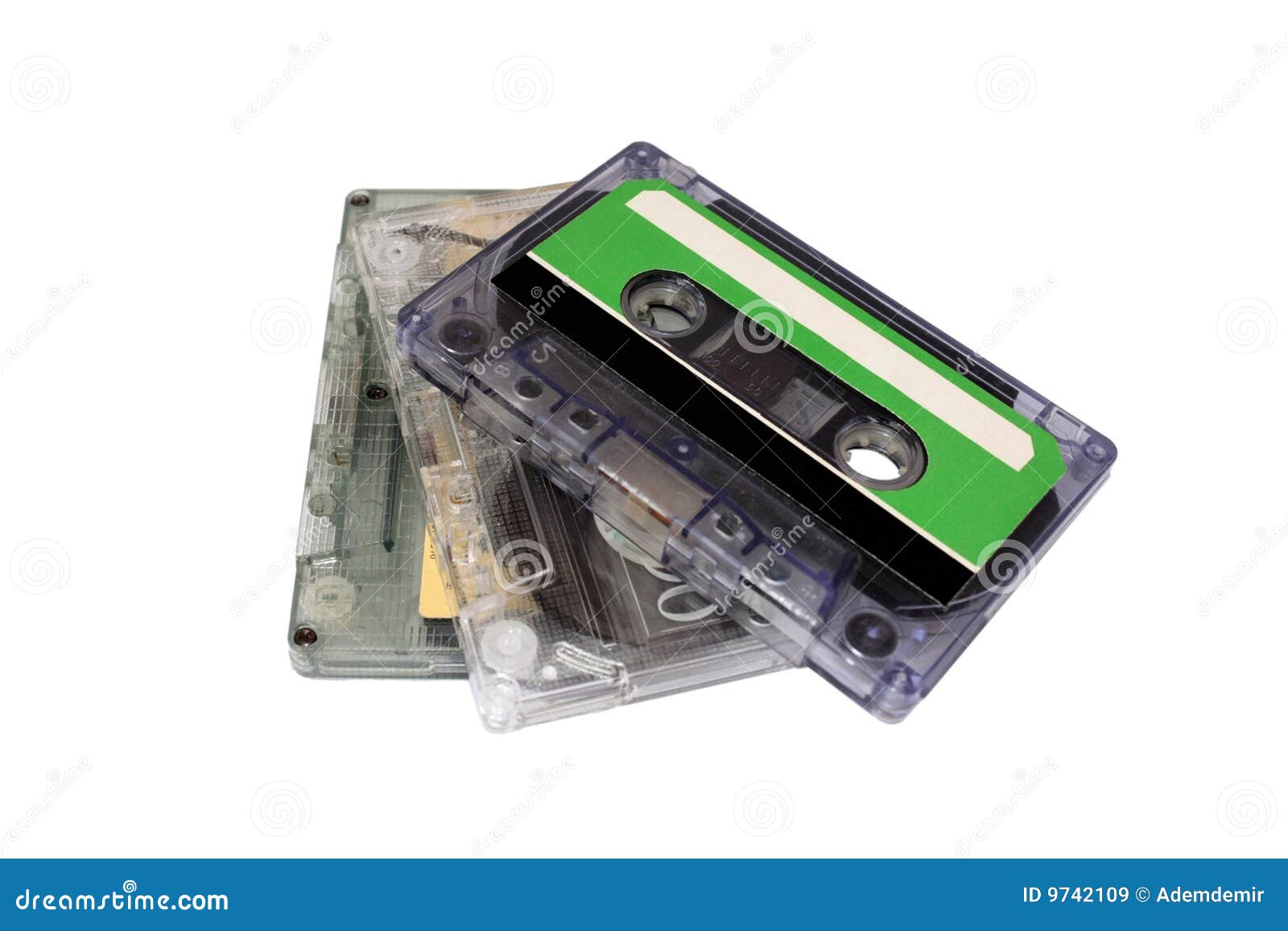 Three Compact Cassette Isolated On White Picture. Image: 9742109