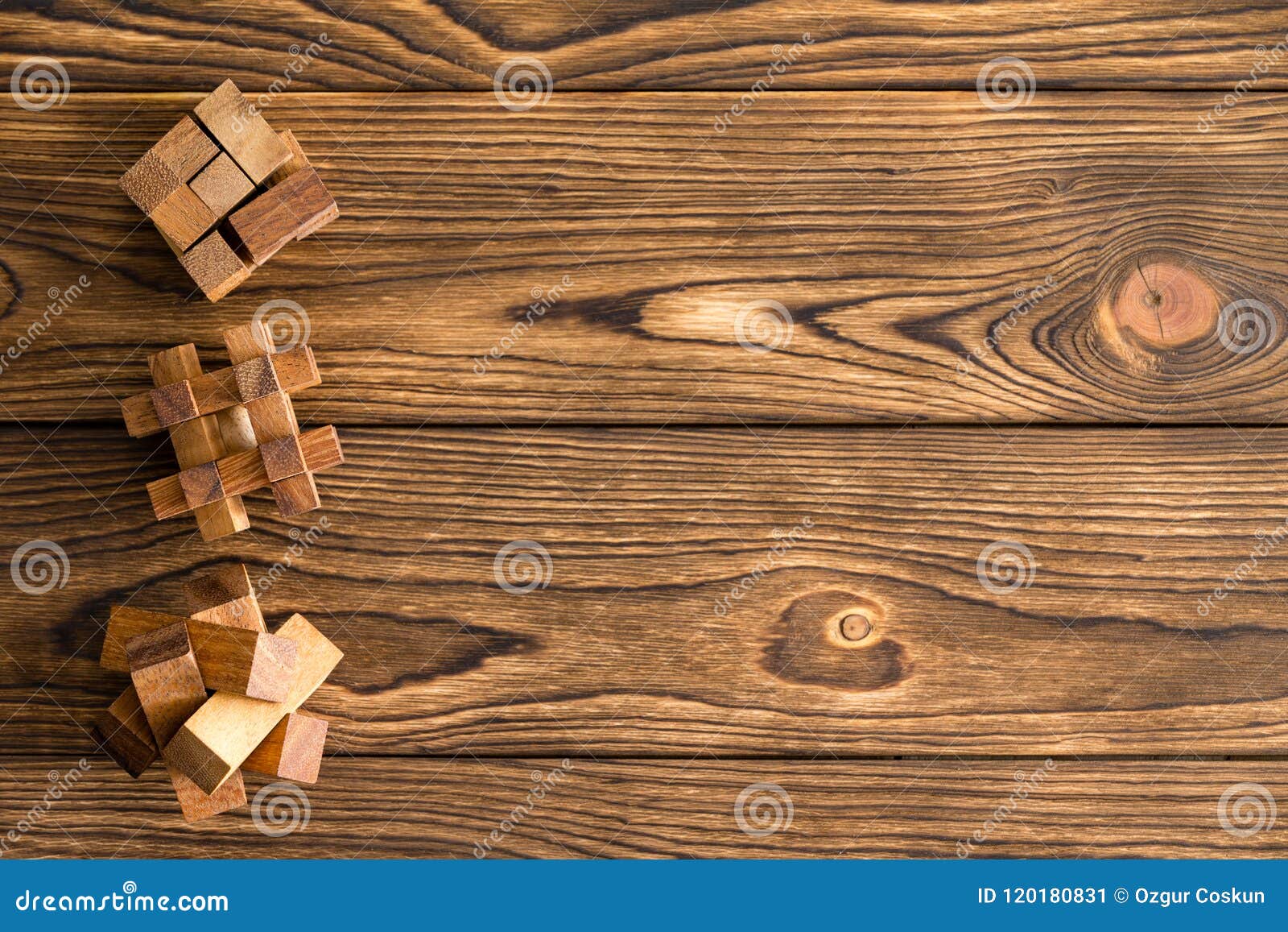 Three Complex Wooden Puzzles or Brainteasers Stock Image - Image of ...