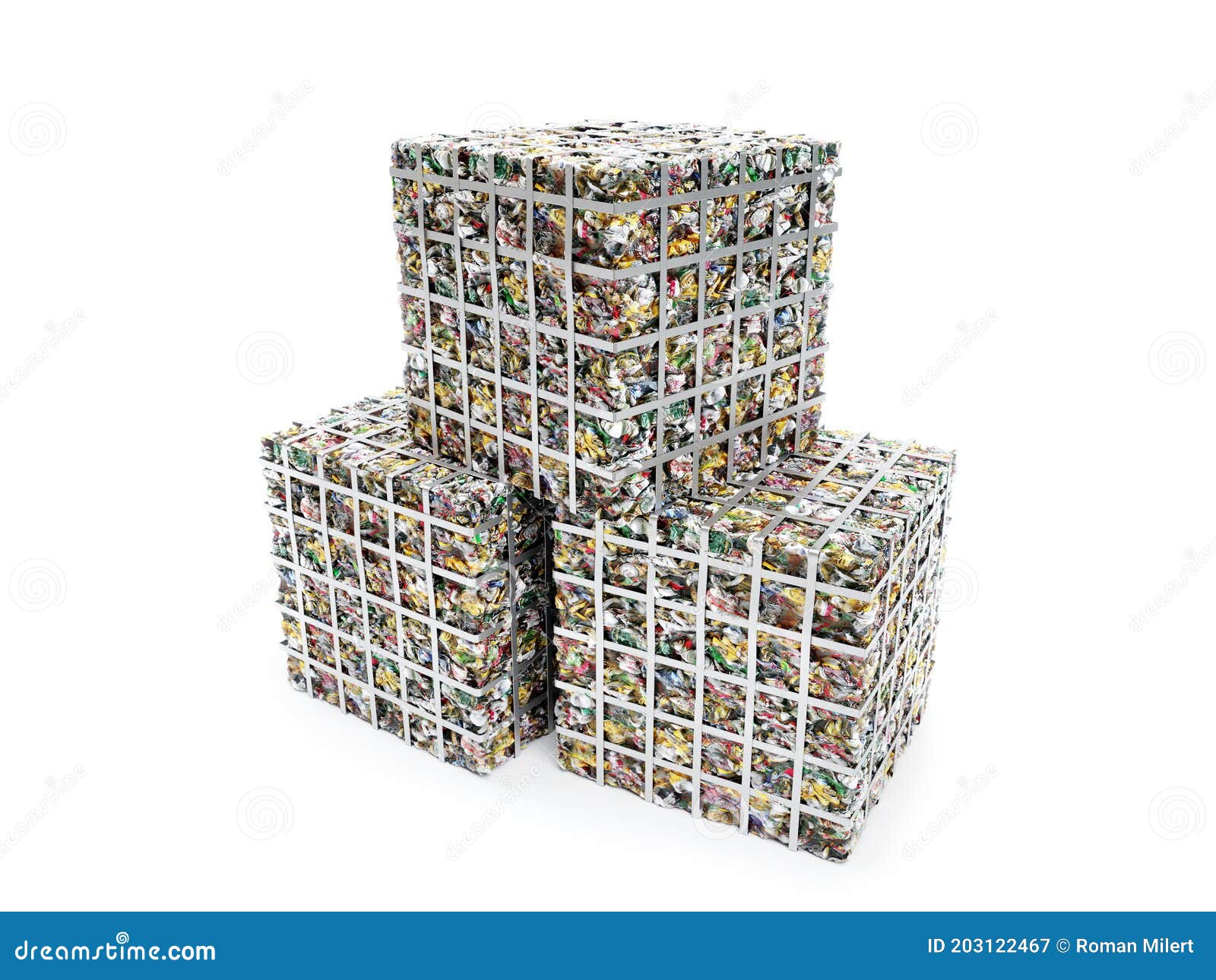 Three Compressed Beer Can Cubes Stock Illustration - Illustration of ...