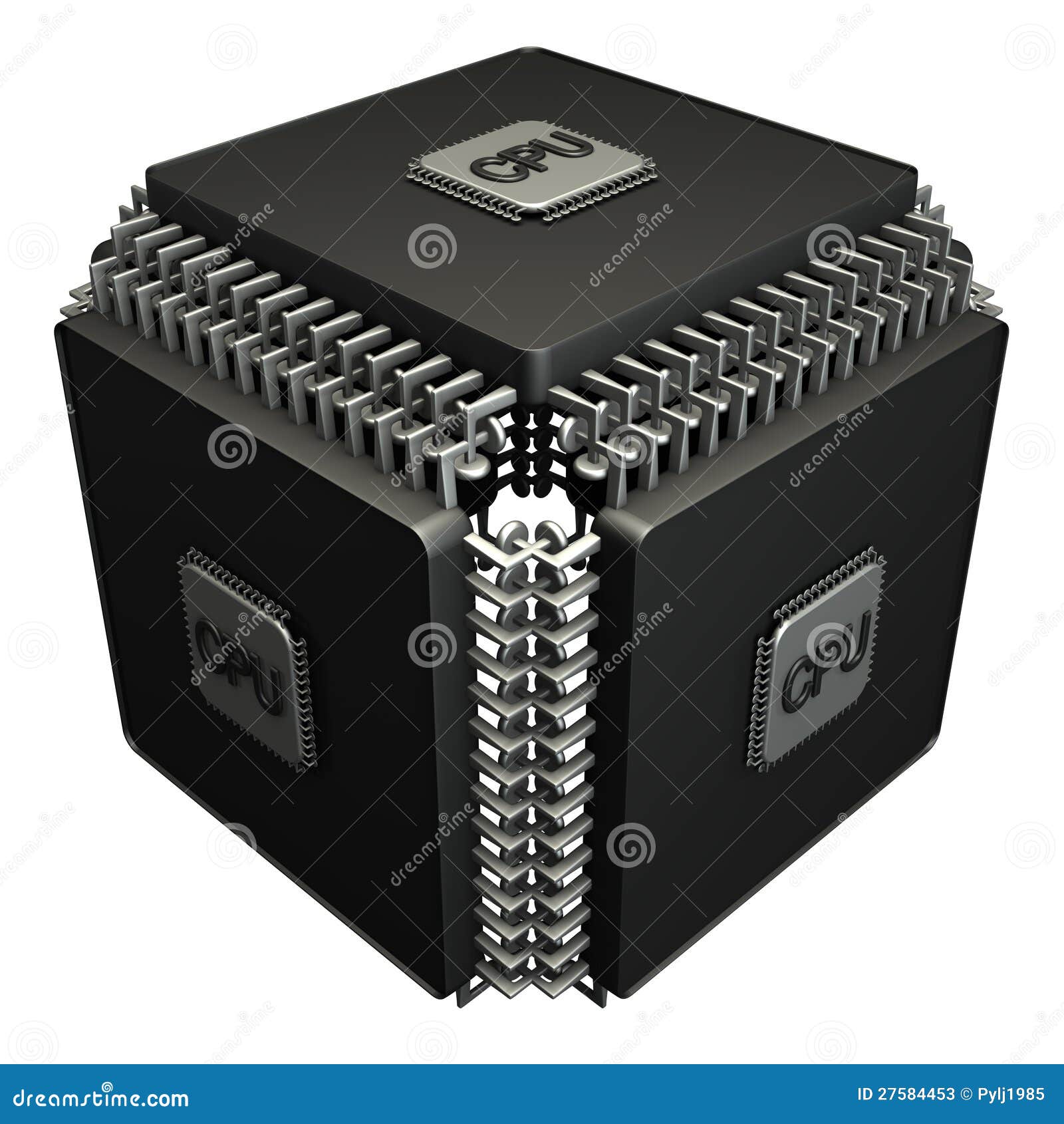 Three Computer Chip Processor. 3D. Isolated Stock Illustration ...