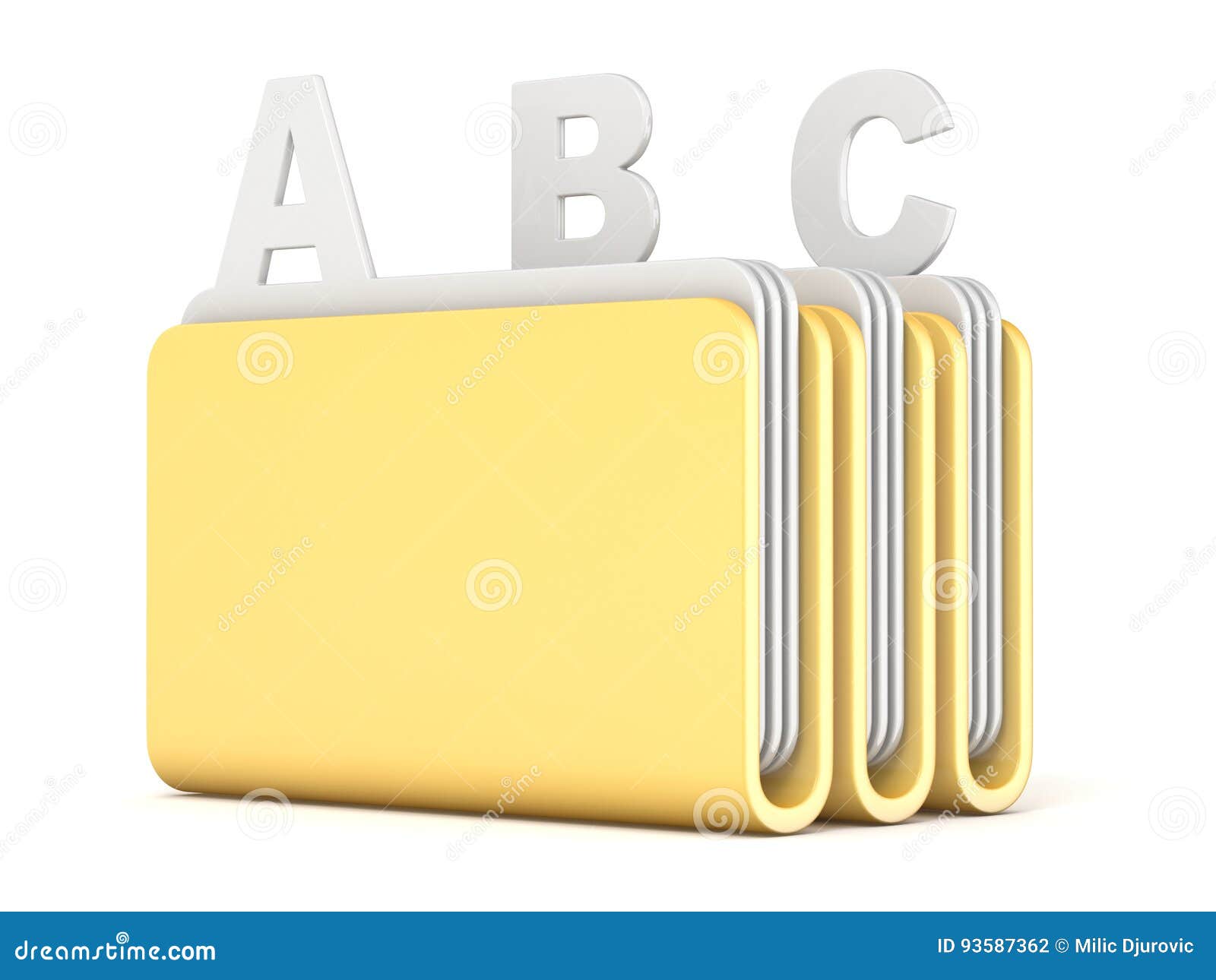 Three Computer Folders with ABC Files 3D Stock Illustration ...