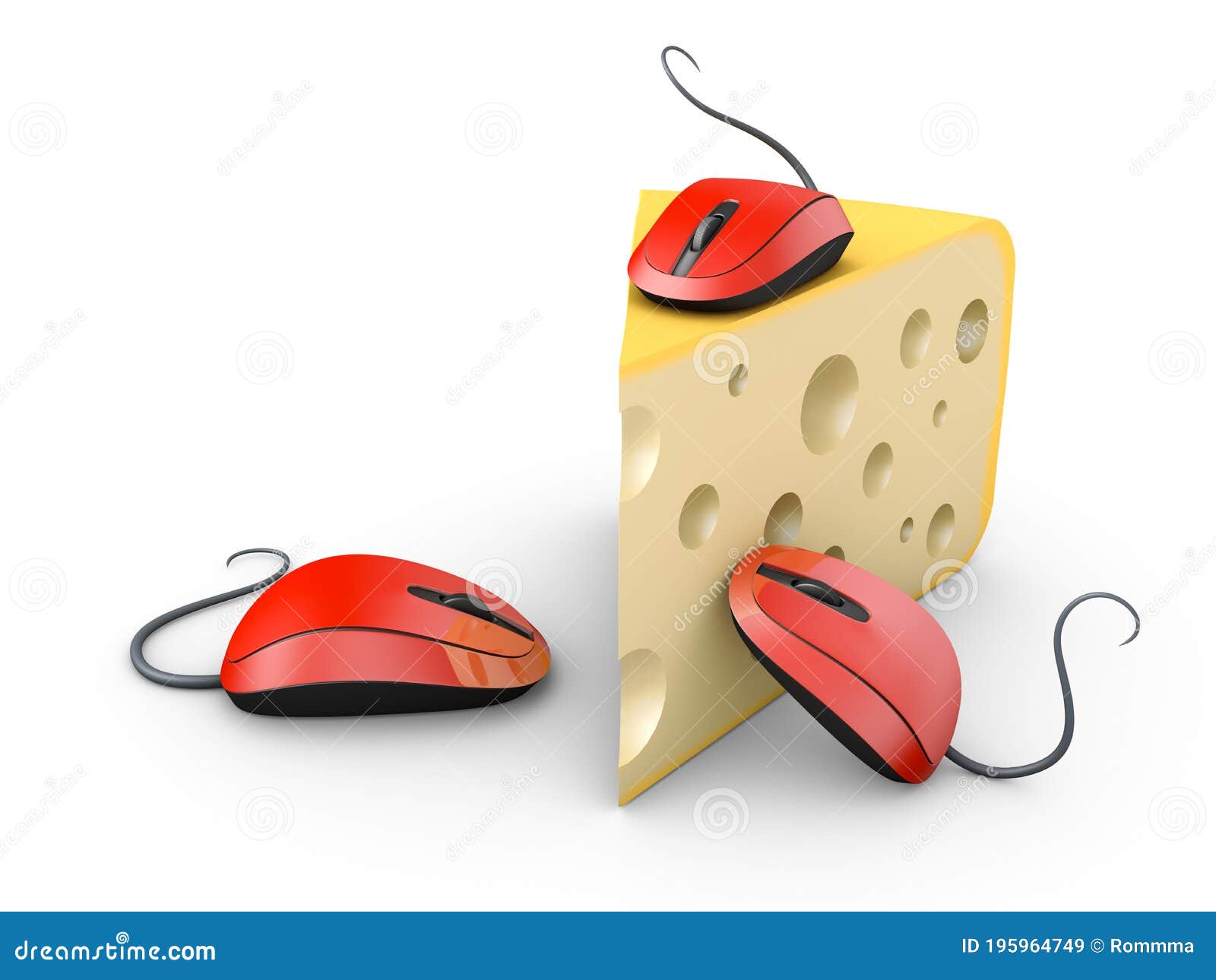 Three Computer Mice and Cheese Stock Illustration - Illustration of ...
