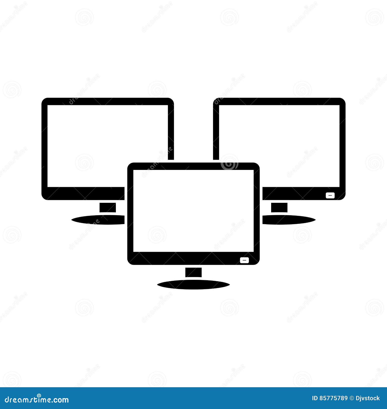 Three Computer Monitors Icon Image Stock Illustration - Illustration of ...