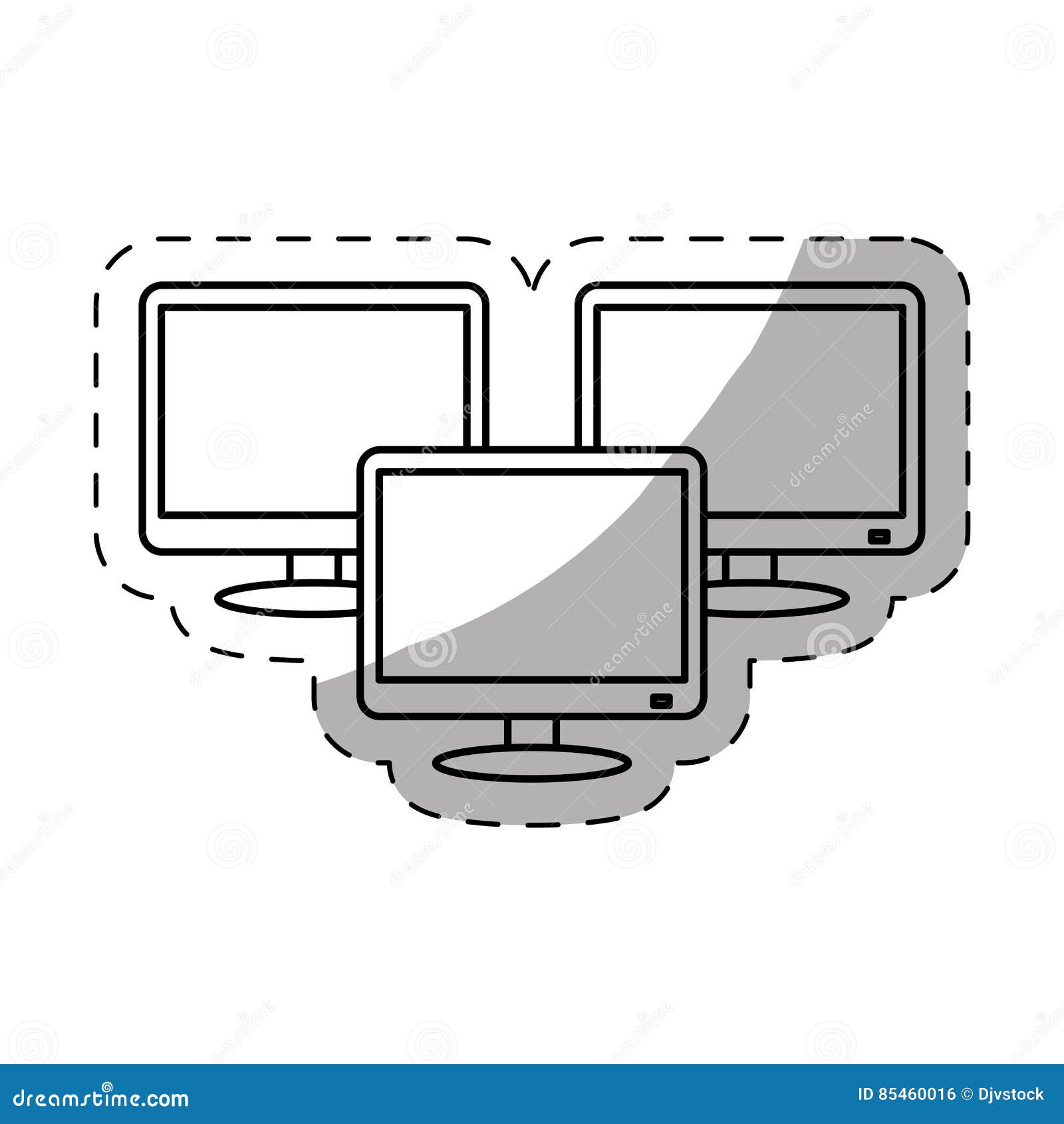 Three Computers Icon Image Sticker Stock Illustration - Illustration of ...