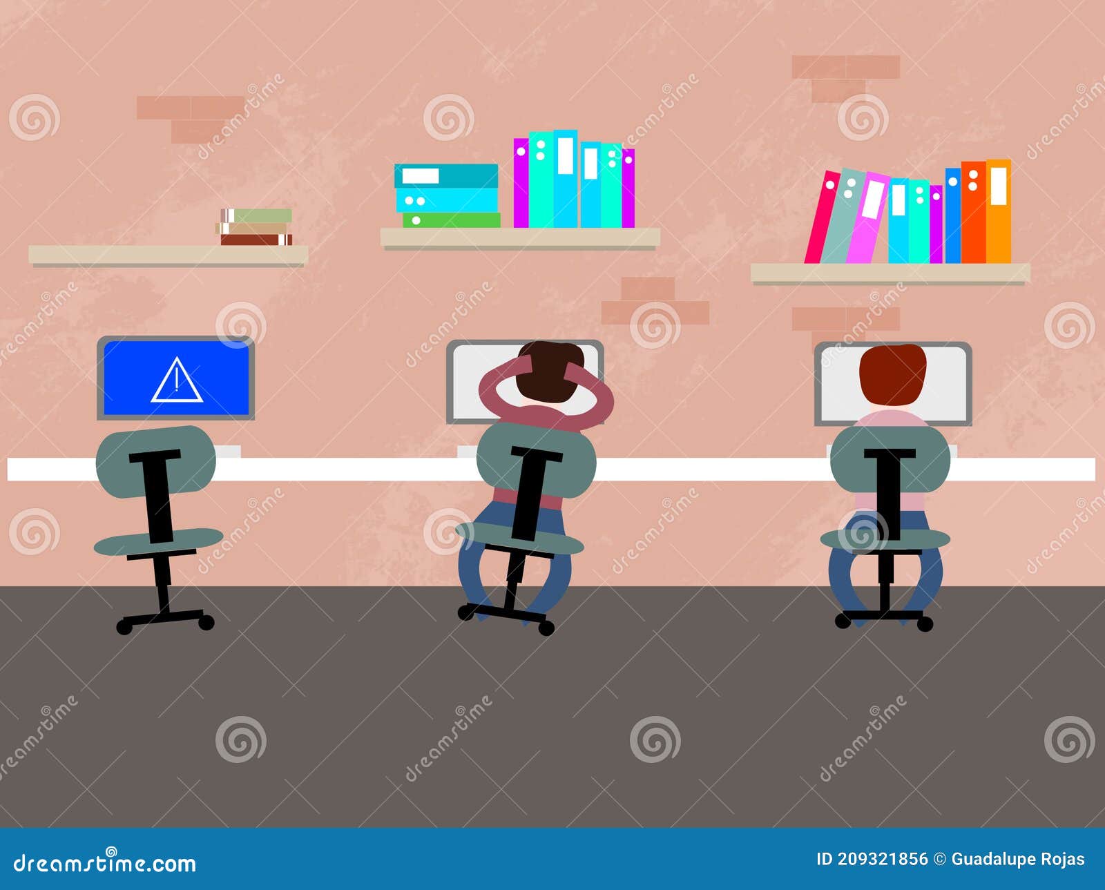 Computer Crashed. Breakdown Funny Cartoon Computer Character With With ...