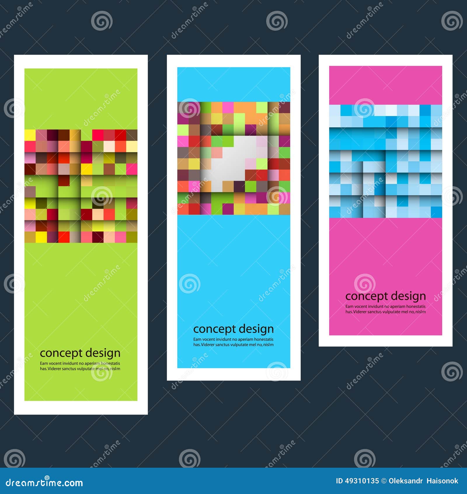 Three Concept Abstract Color Sticker Squares Eps Stock Vector ...