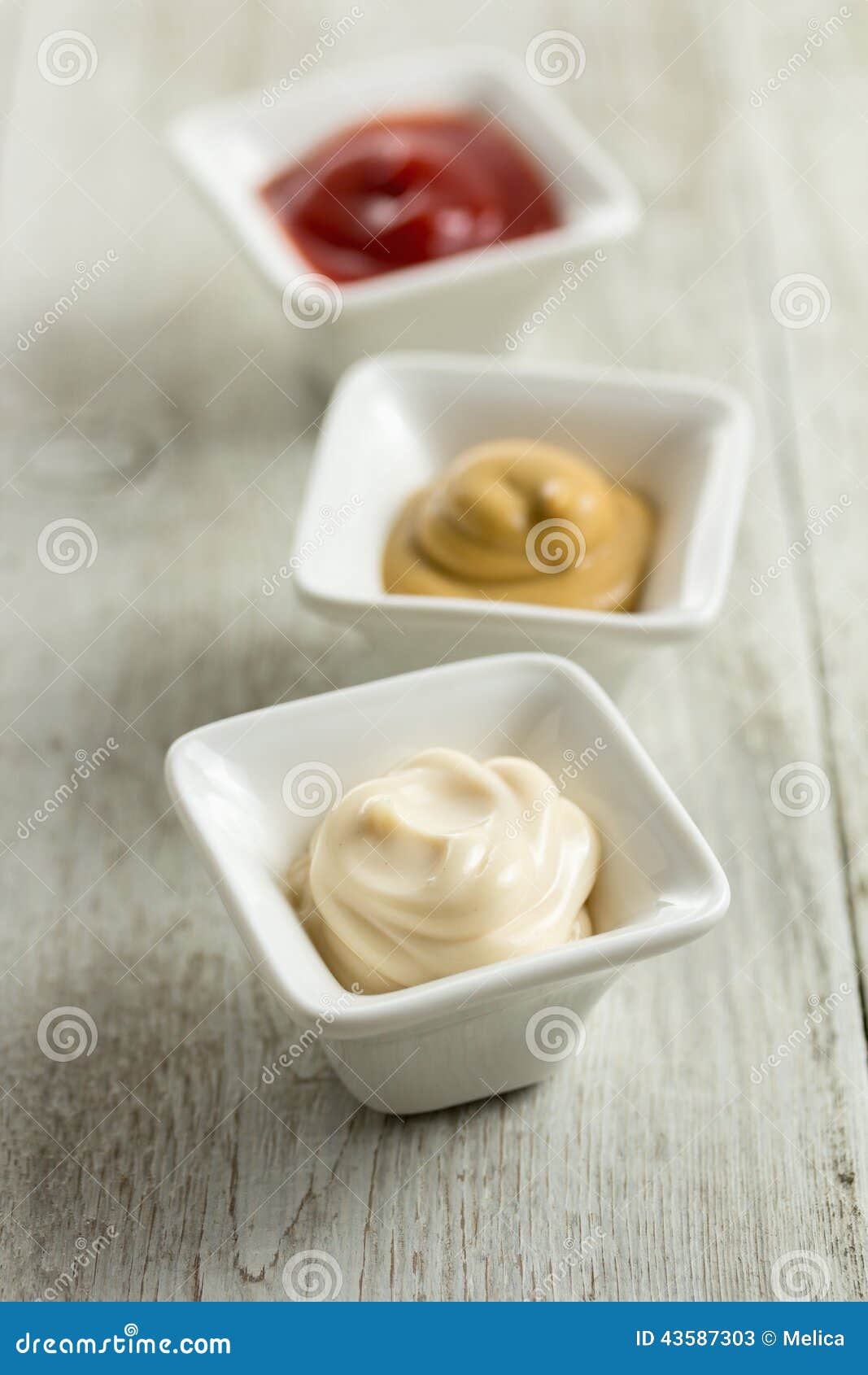 Three Condiment Bowls stock image. Image of appetizer - 43587303