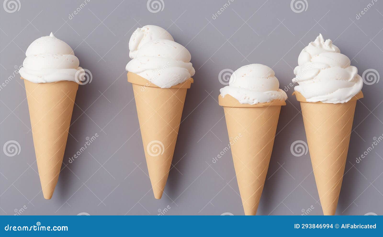 Three Cones of Ice Cream on a Gray Background Stock Illustration ...