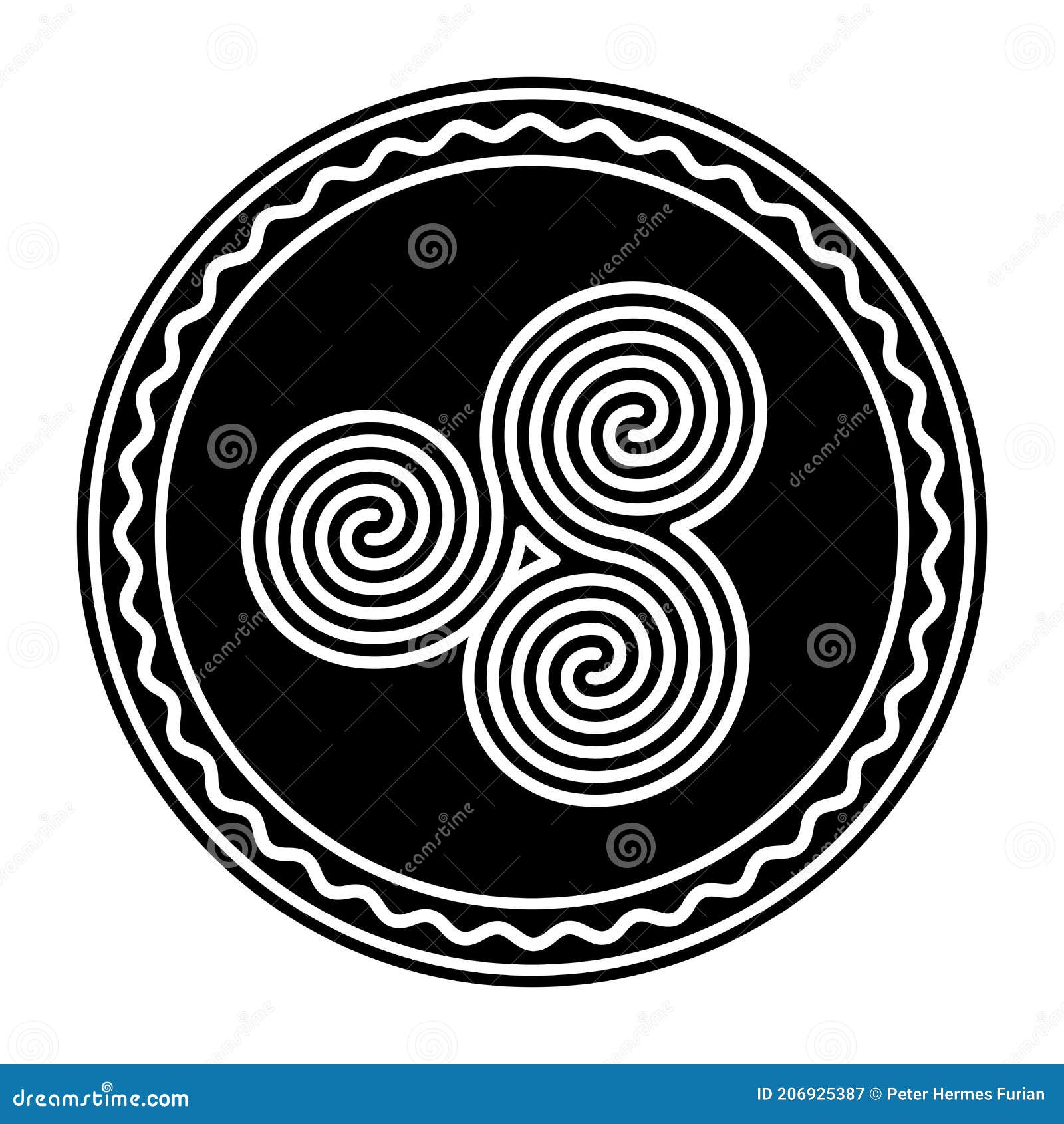 Two Interlocking Spirals Creating An Infinity Symbol With Decorative