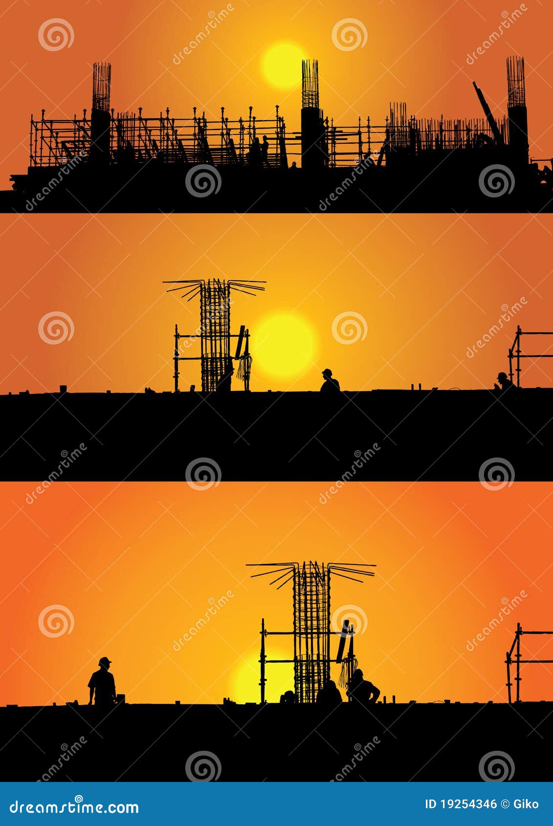 Three construction scenes stock vector. Illustration of abstract - 19254346