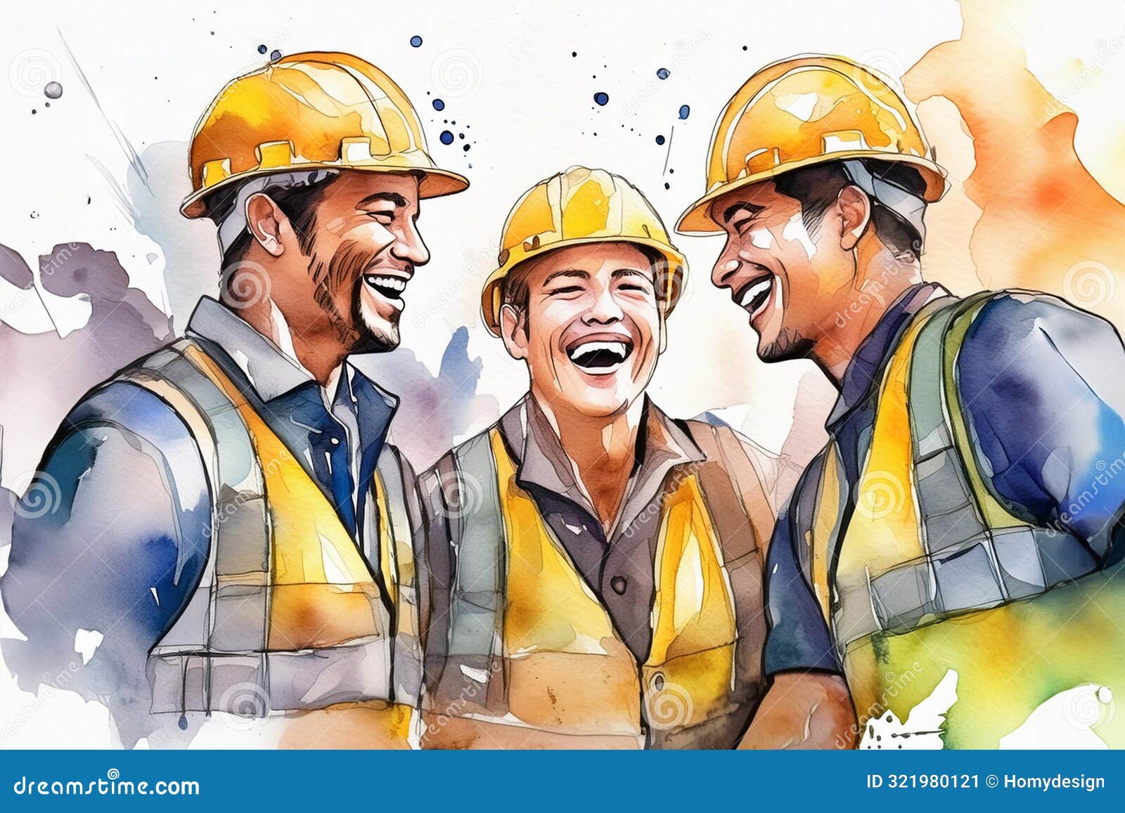 Watercolor Workers at Rest stock illustration. Illustration of ...
