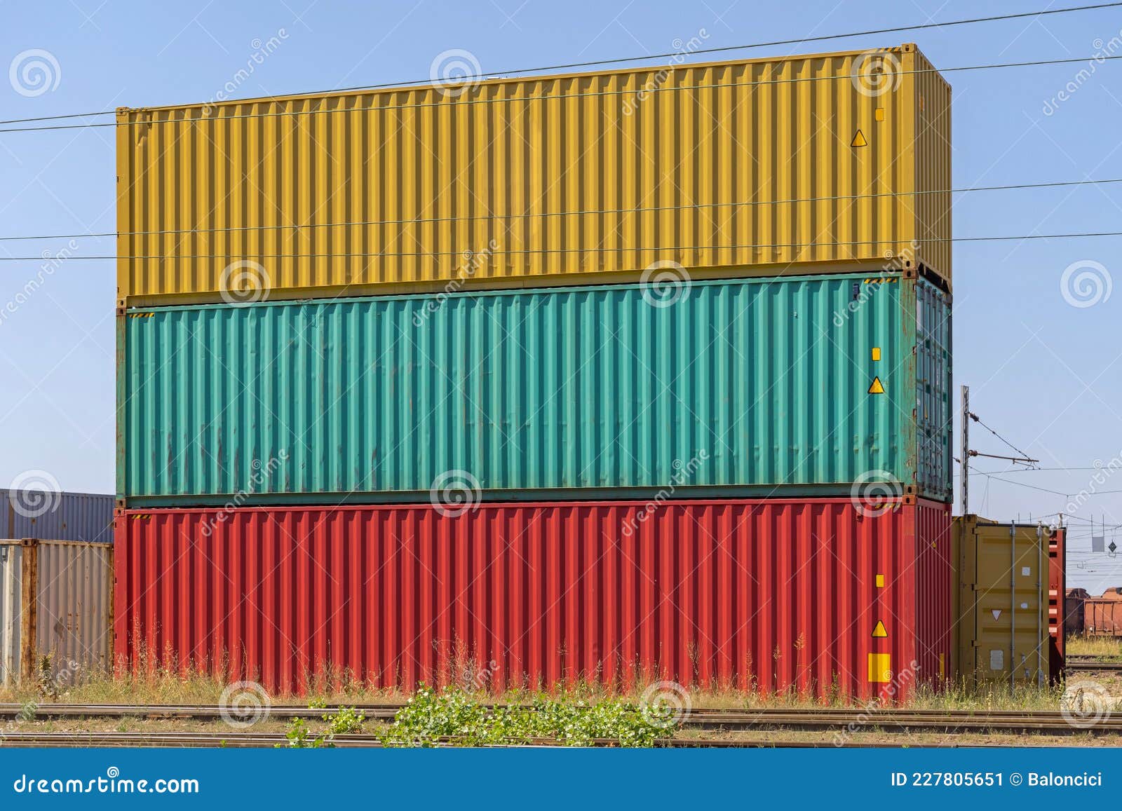 Three Containers Stack stock image. Image of business - 227805651