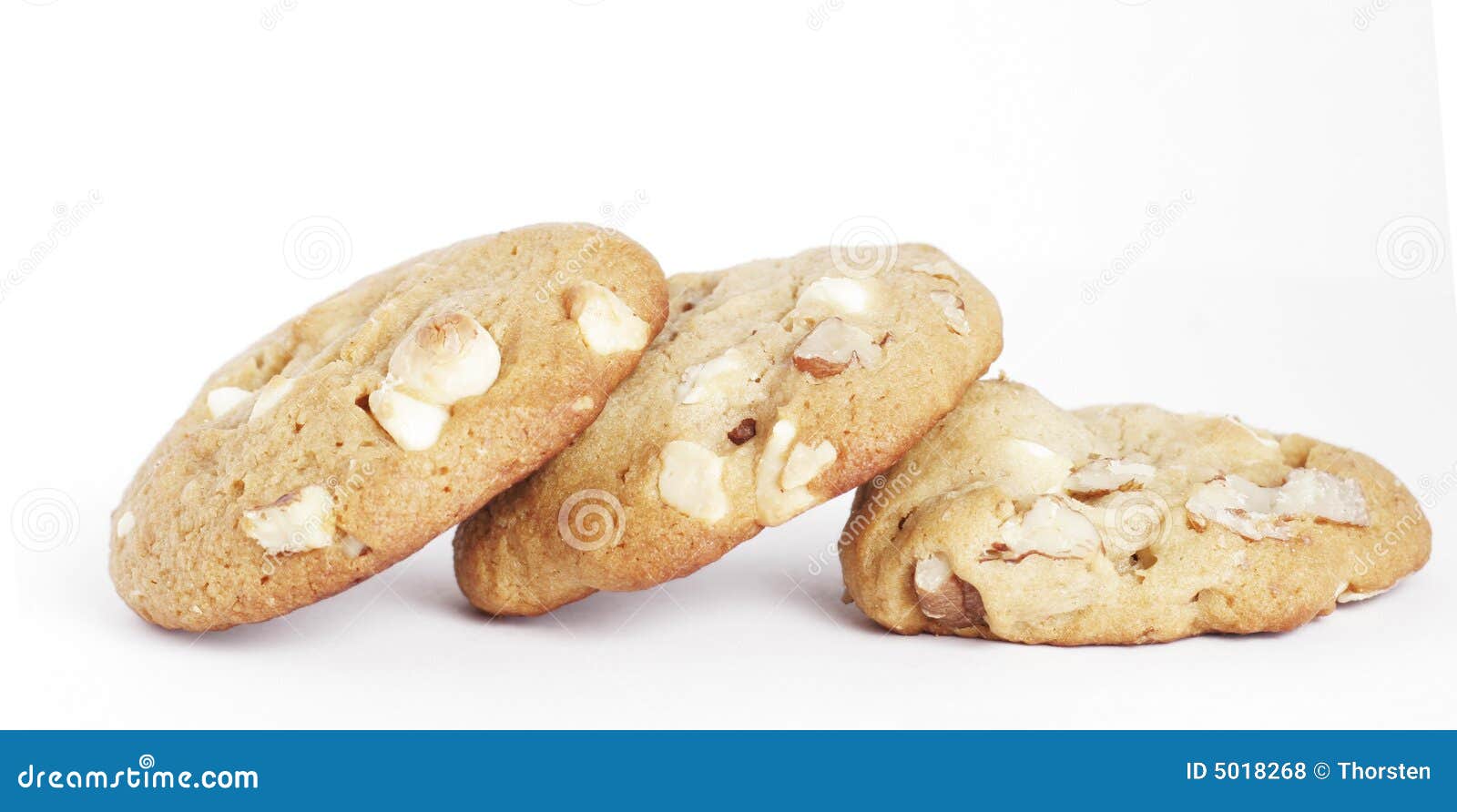 Three Cookie Biscuits with White Chocolate and Nut Stock Photo - Image ...