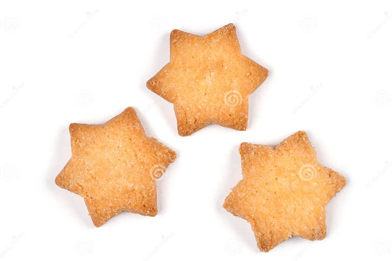 Three Cookies in the Shape of a Star on a White Background. Stock Photo ...