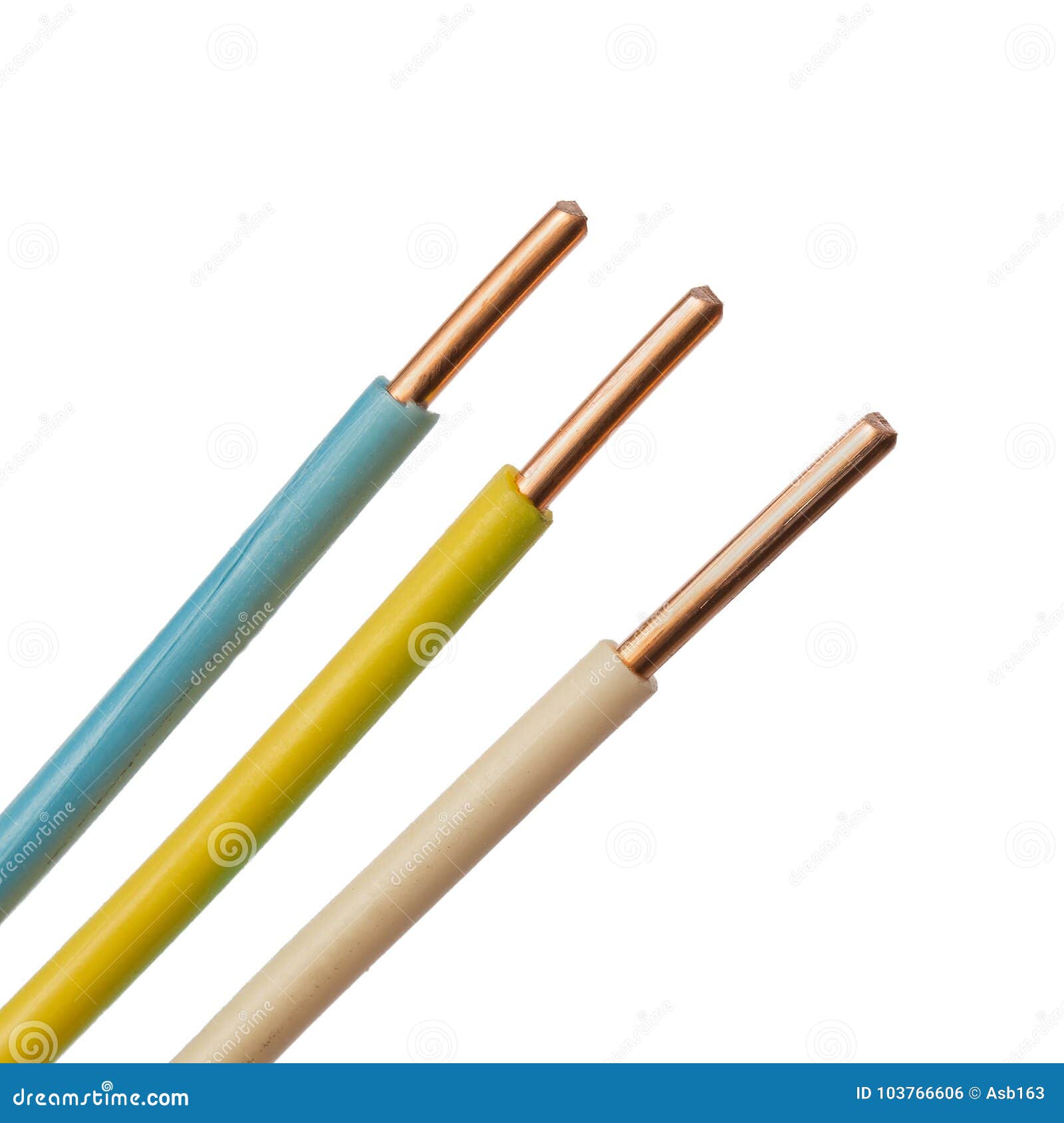 Three copper wires stock photo. Image of copper, electrician - 103766606