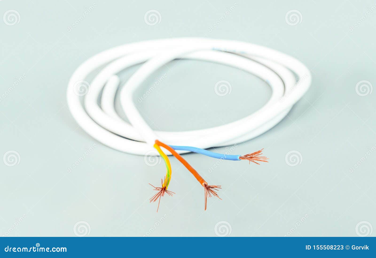 Three-core Cable In White Isolation On A Gray Background Royalty-Free ...