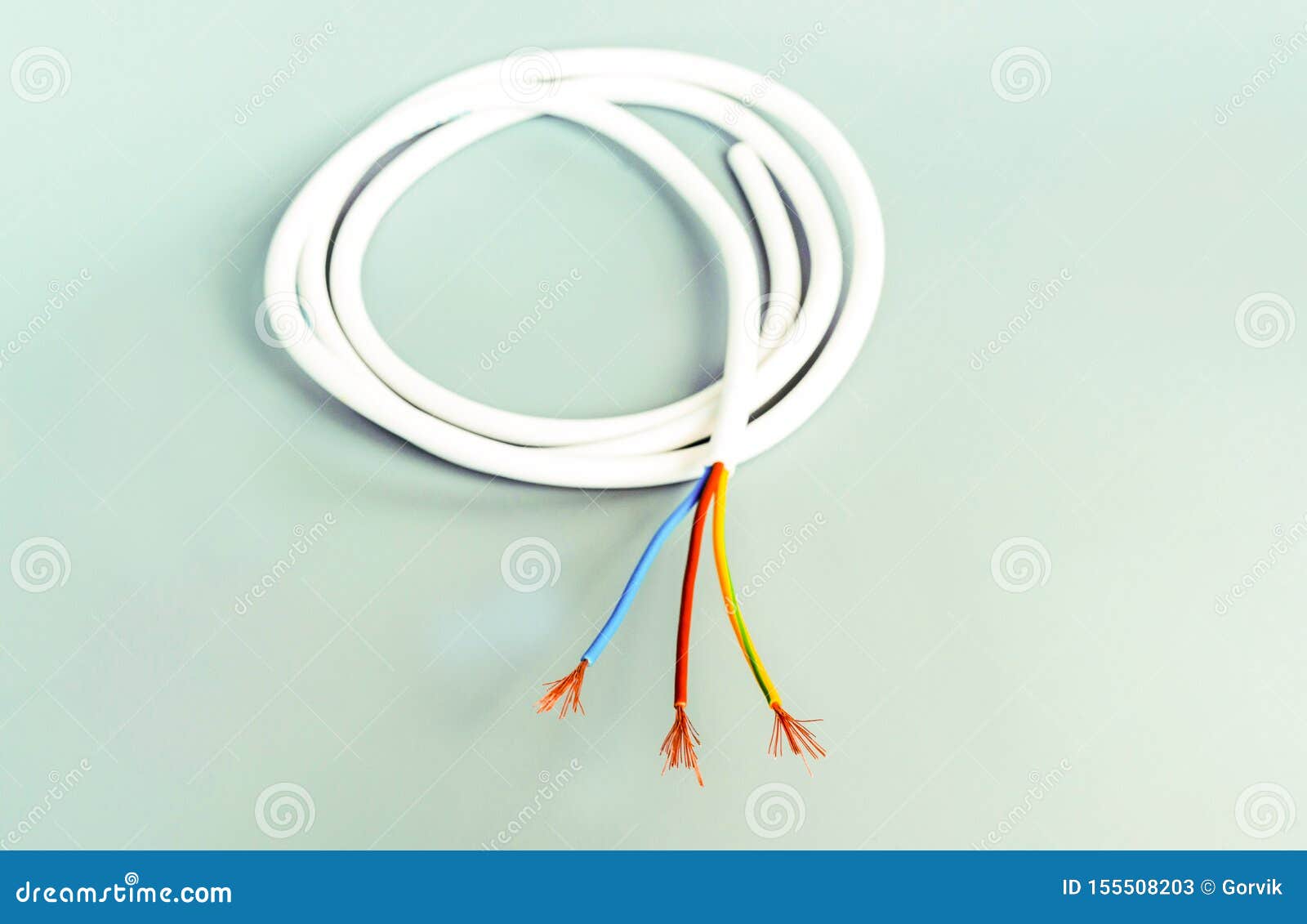 Three-core Cable in White Isolation on a Gray Background Stock Image ...