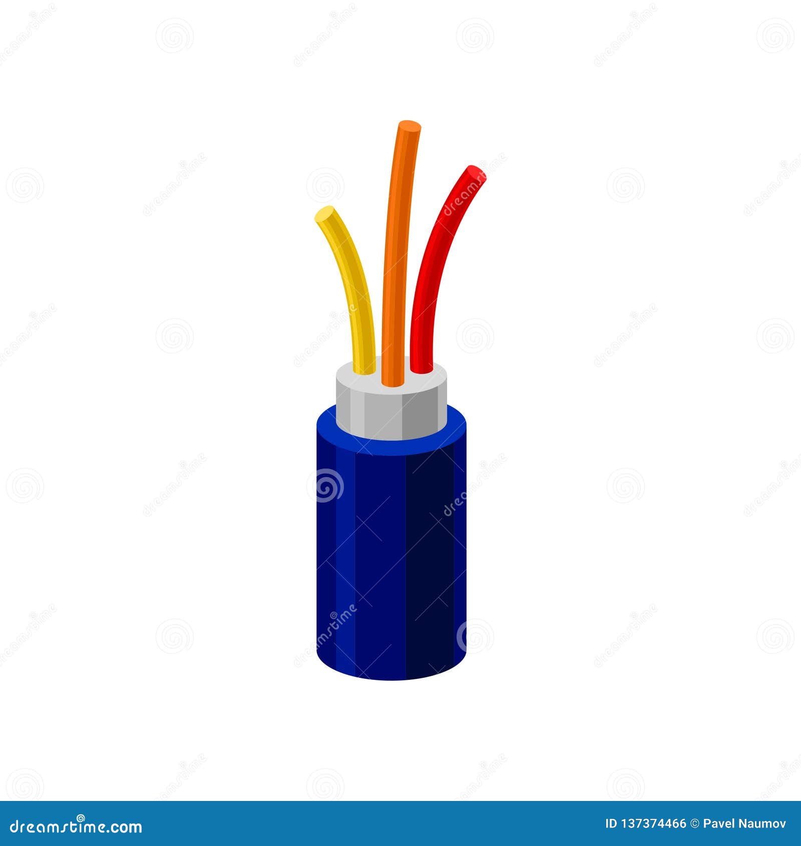 Three Core Electrical Cable, Connection Copper Wires Vector ...