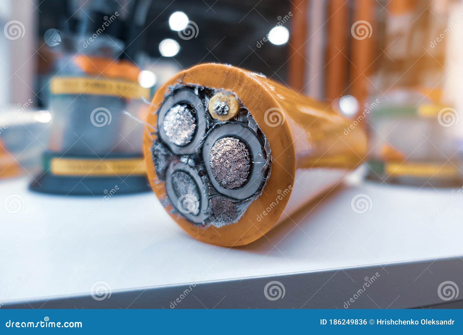 Three-core High-voltage Cable with Cutaway Insulation Stock Photo ...