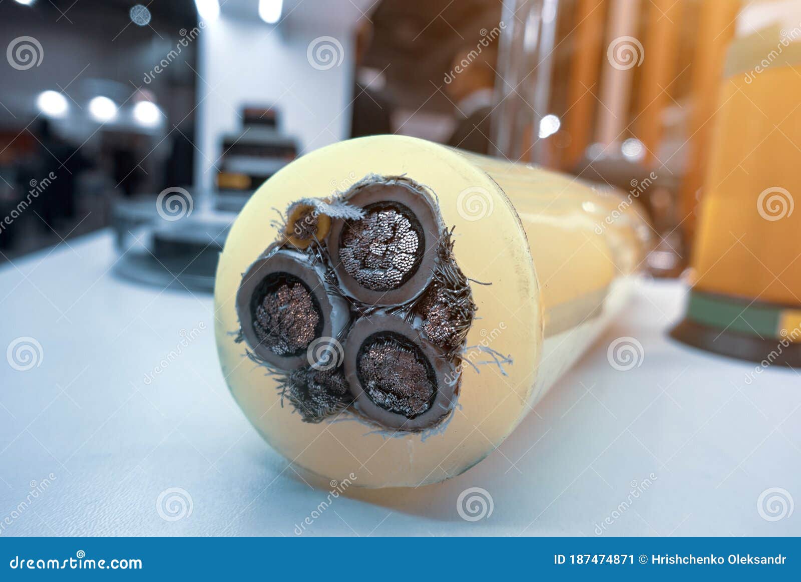 Three-core High-voltage Cable with Cutaway Insulation Stock Image ...