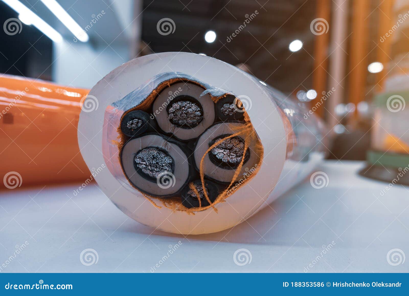 Three-core High-voltage Cable with Cutaway Insulation Stock Photo ...