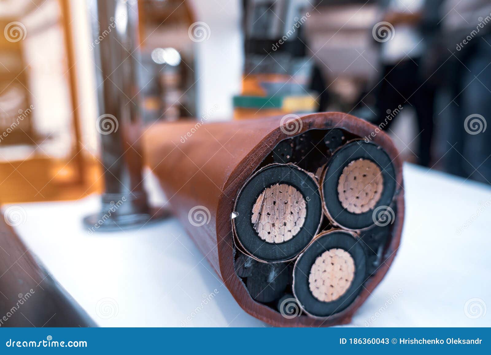 Three-core High-voltage Cable with Cutaway Insulation Stock Image ...