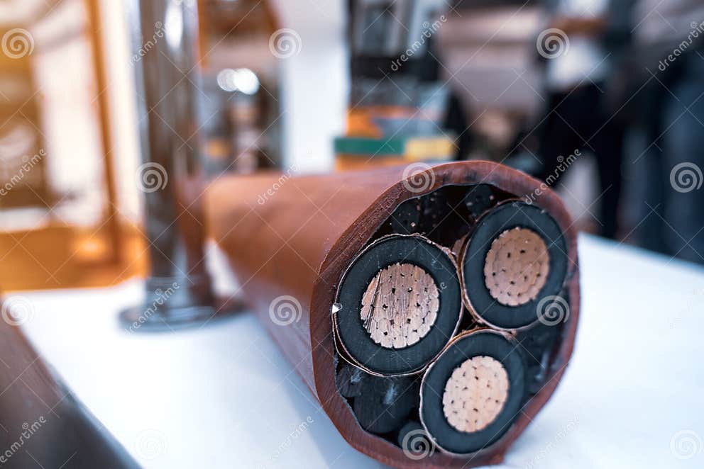 Three-core High-voltage Cable with Cutaway Insulation Stock Image ...