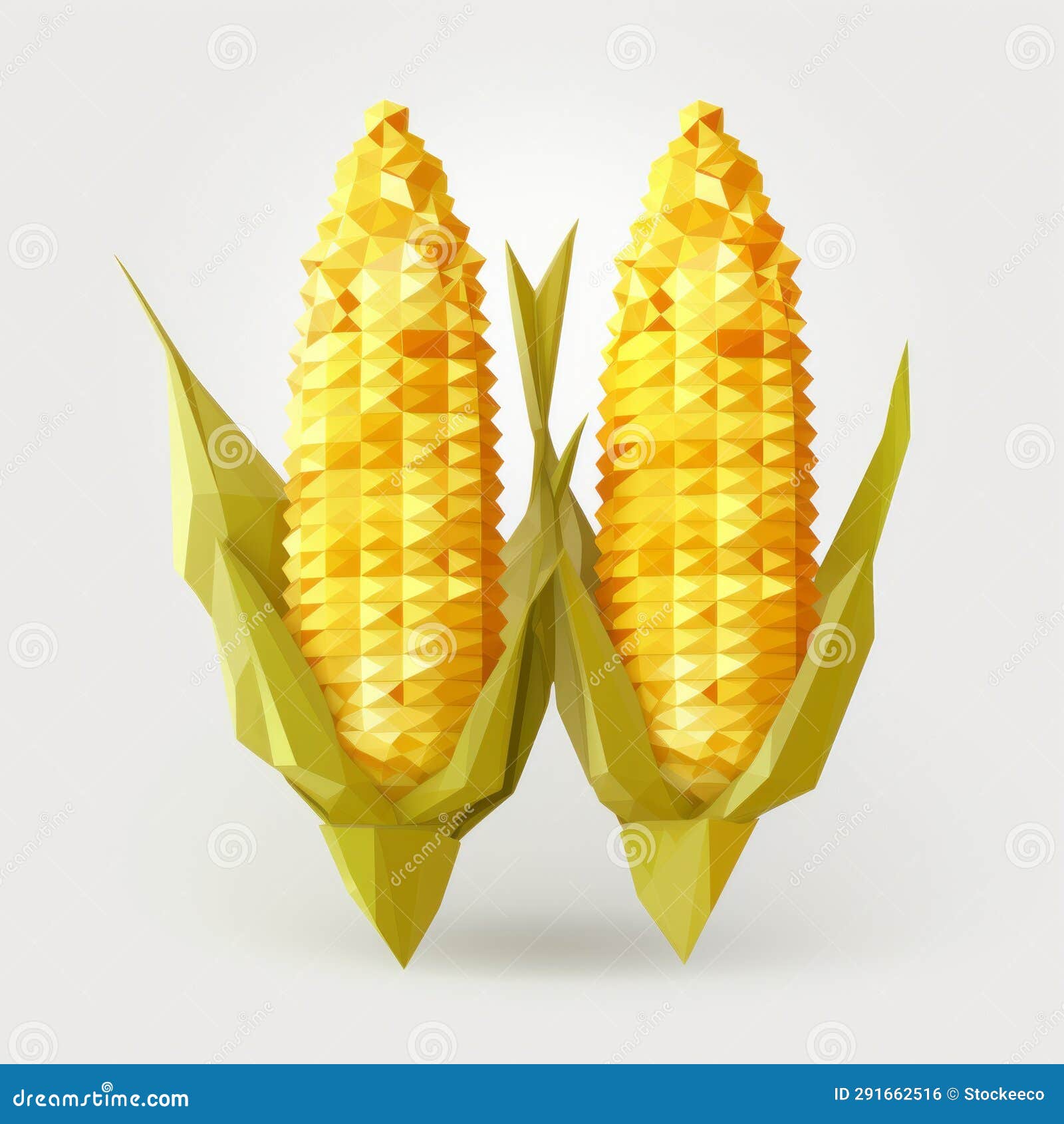 Abstract Polygonal Corn: Low Poly Style on White Background Stock ...