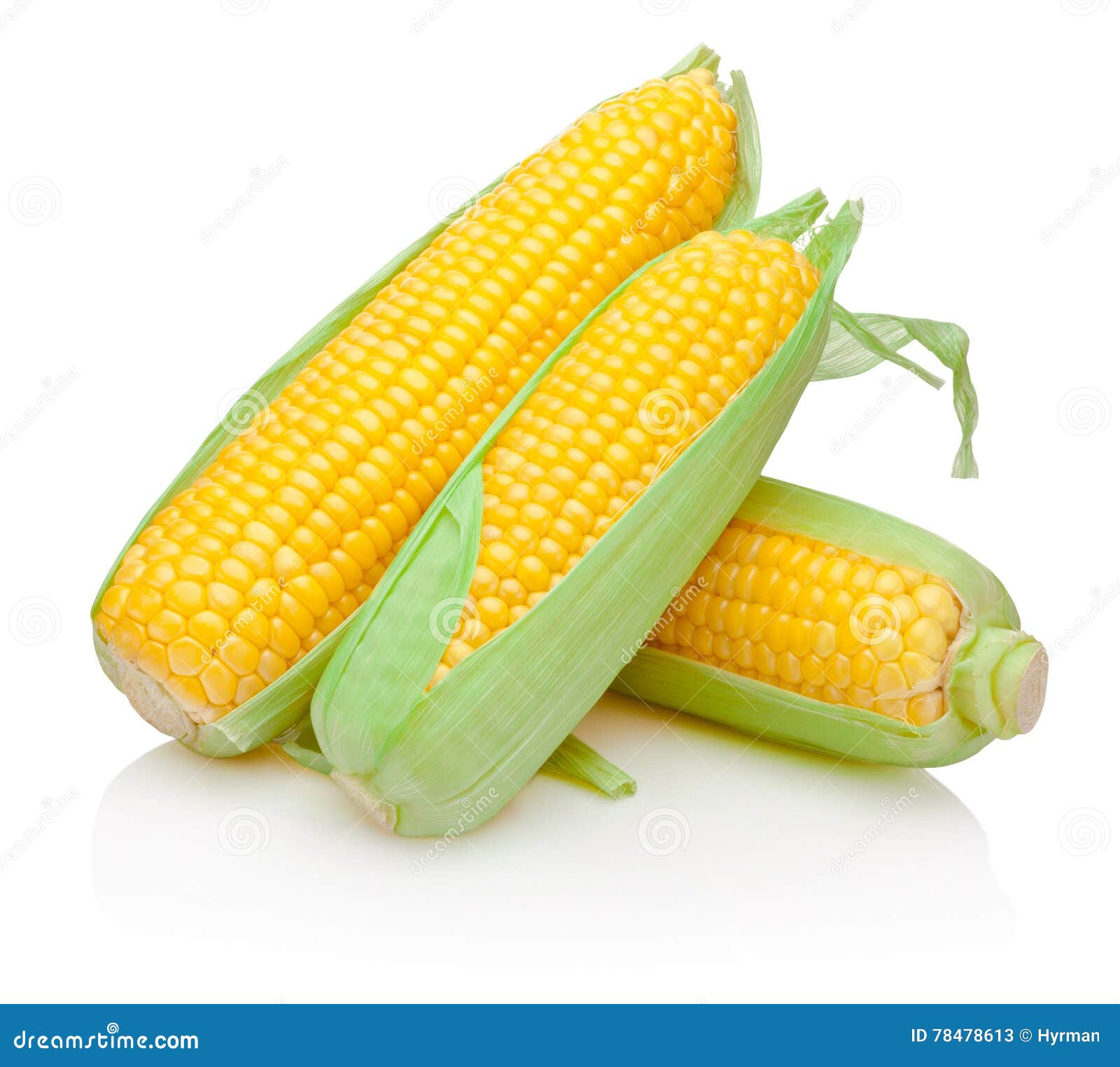Three Corn Cob Isolated On White Background Royalty-Free Stock Image ...