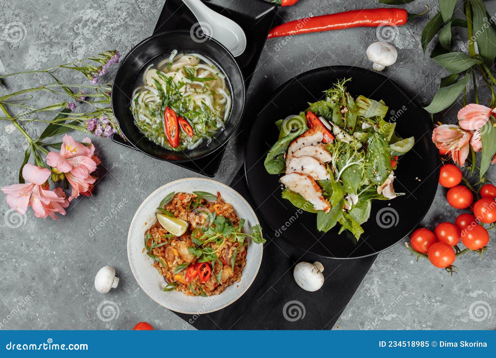 Three-course Set Menu for a Nutritious Healthy Lunch in a Restaurant ...