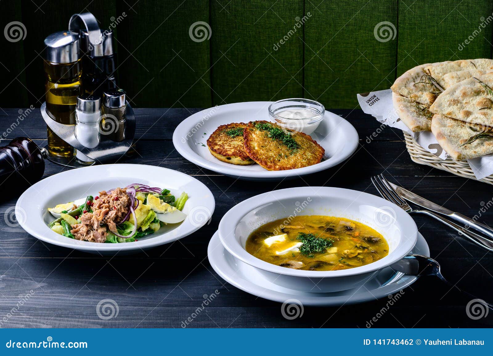 Three-course Set on a Table in a Business Lunch Stock Photo - Image of ...