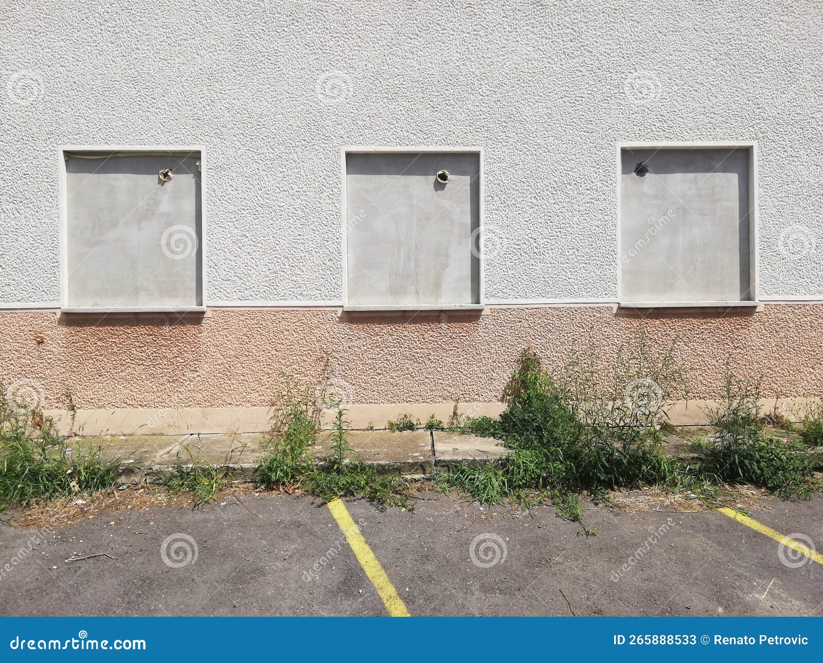 Three Covered Closed Windows on an Exterior Wall Stock Image - Image of ...