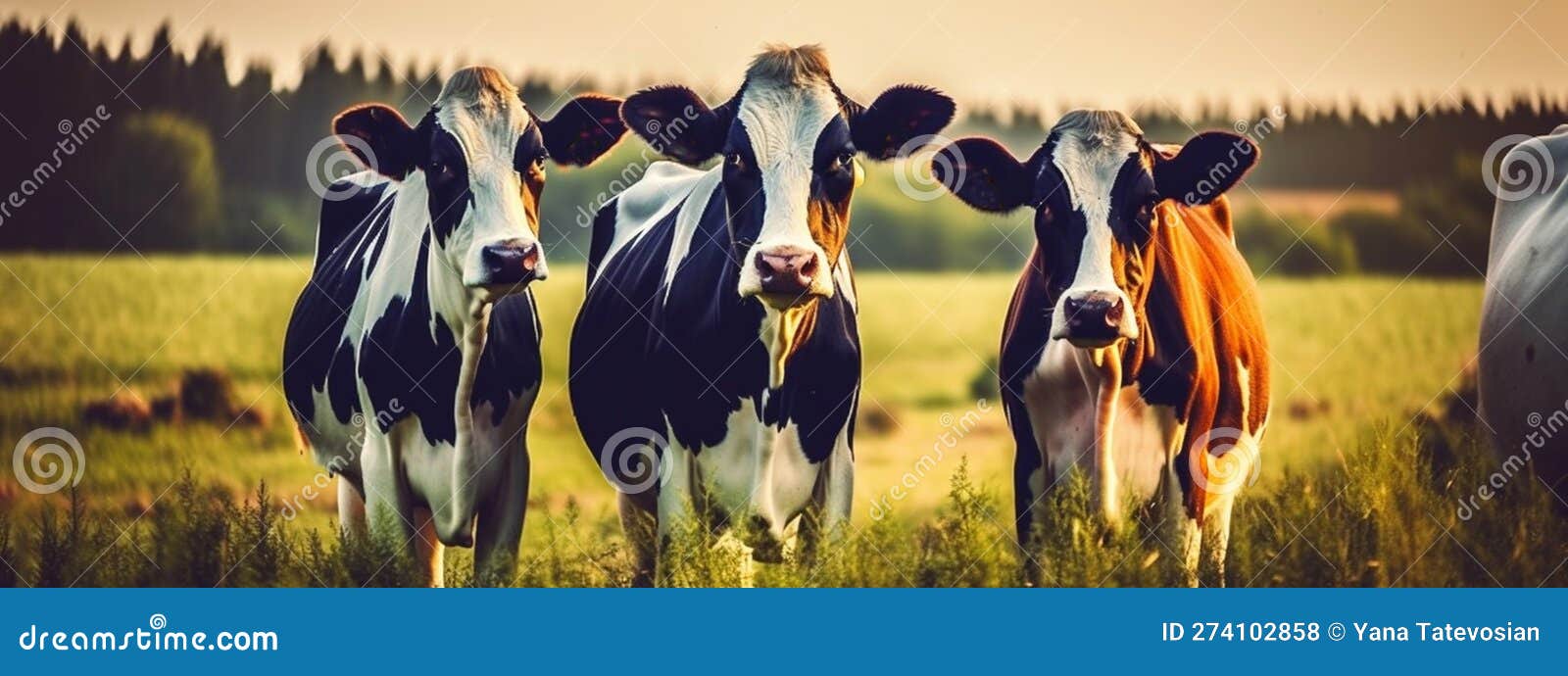 Three Holstein Friesian Cows Standing Together Isolated On A White ...