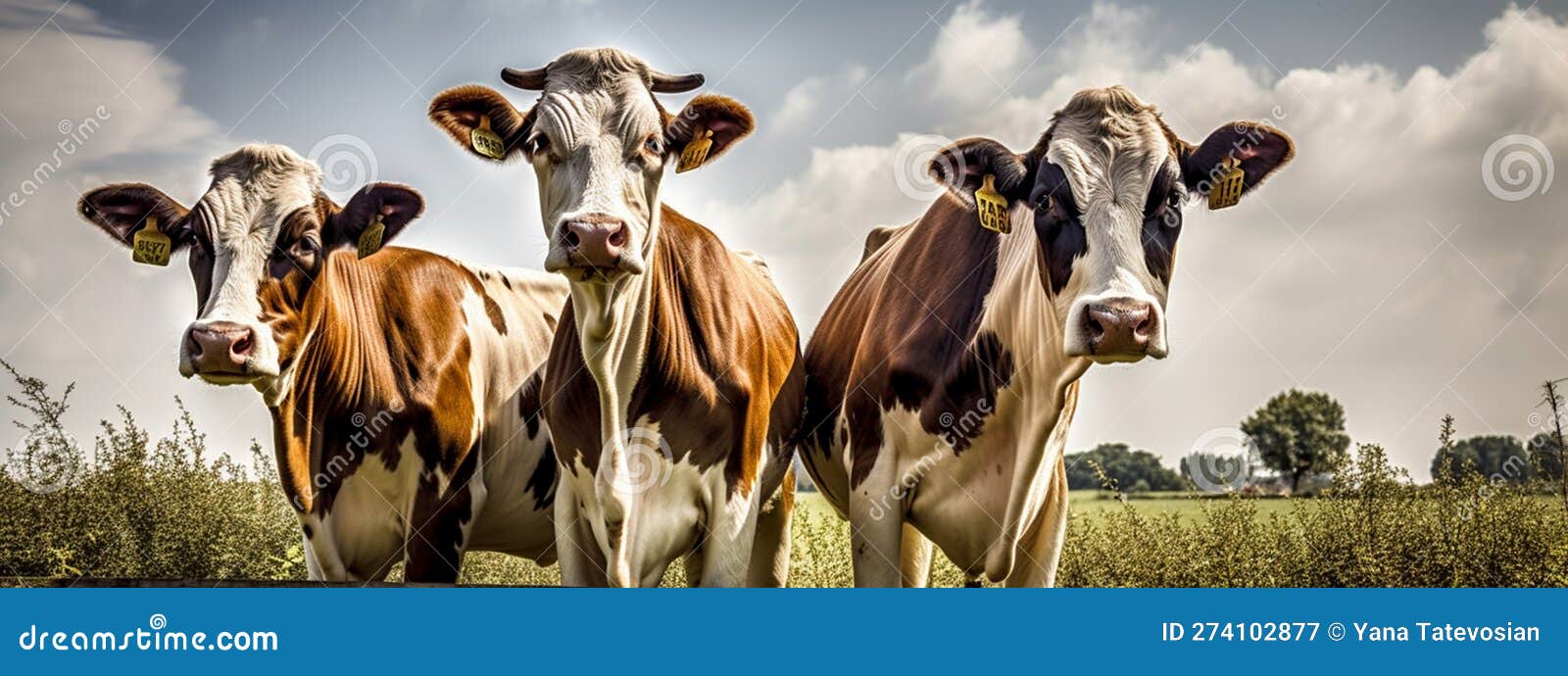 Three Cows In A Landscape And Farm. Cartoon Vector | CartoonDealer.com ...