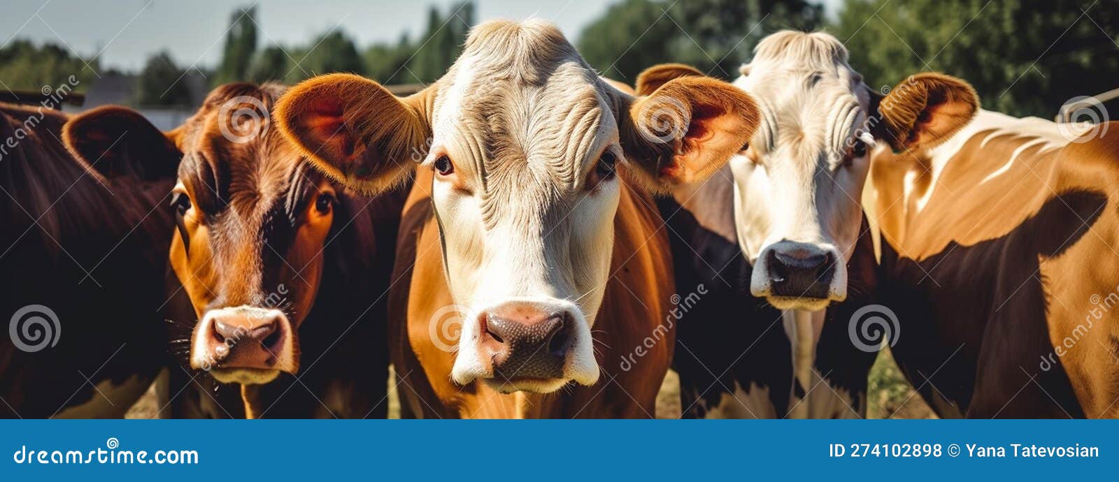 Three Cows on a Farm. Generative AI, Stock Illustration - Illustration ...