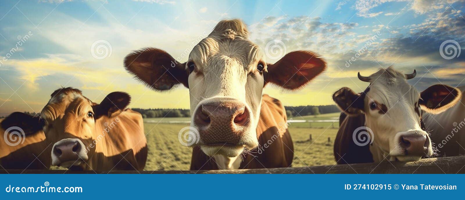 Three Cows on a Farm. Generative AI, Stock Illustration - Illustration ...