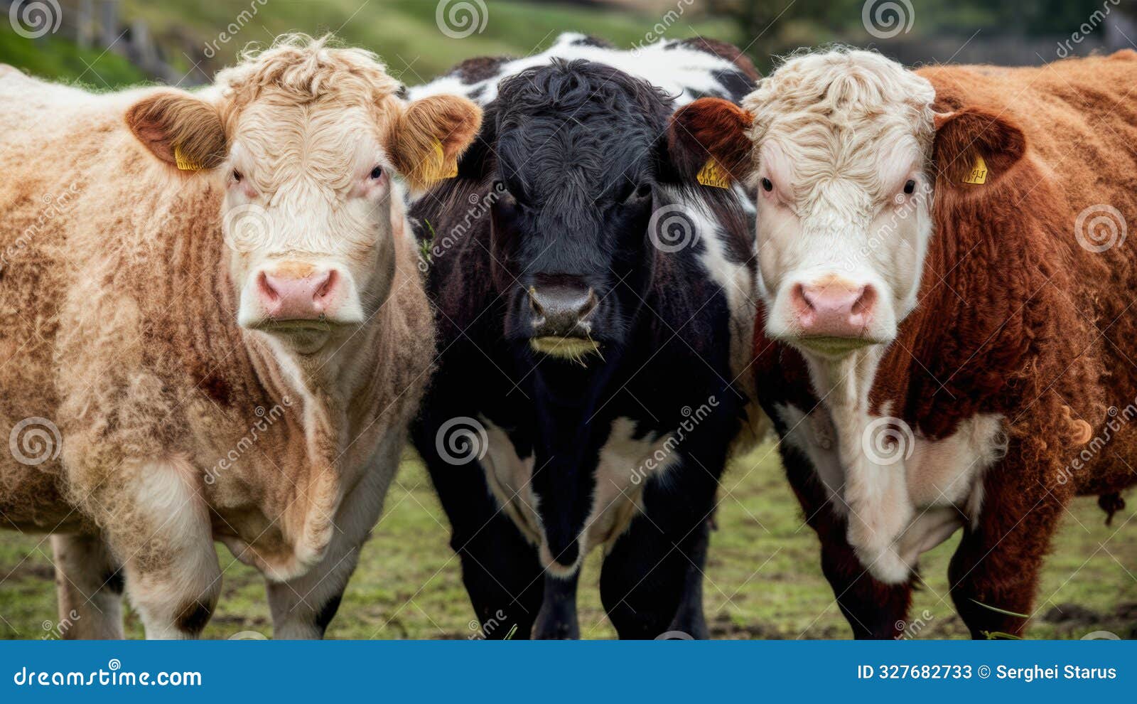 Three Holstein Friesian Cows Standing Together Isolated On A White ...