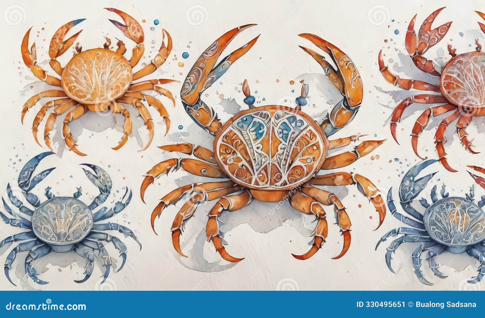 Three Crabs with Different Colors and Patterns Stock Illustration ...