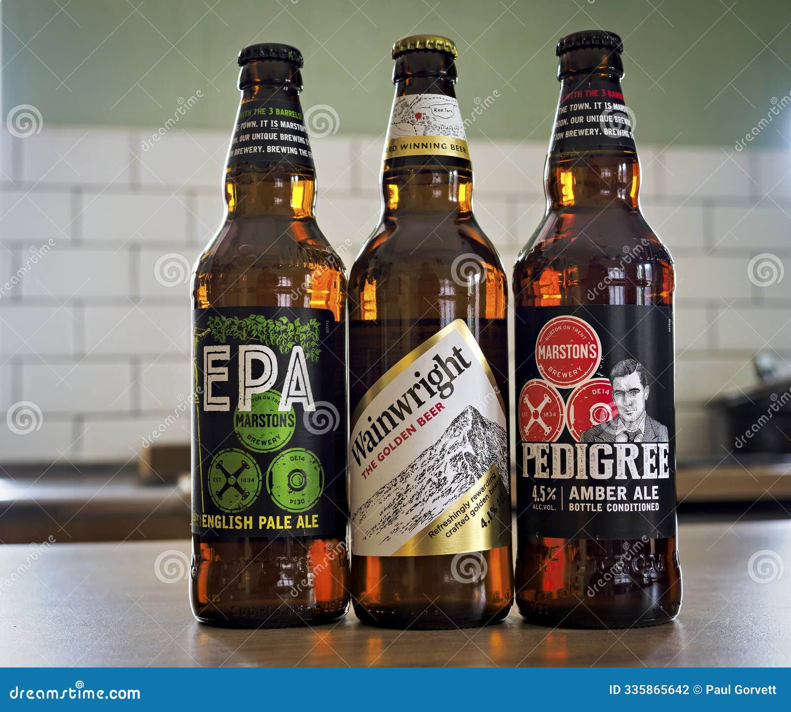 Three Craft Paper Bags On A Purple Wall Background Stock Image ...