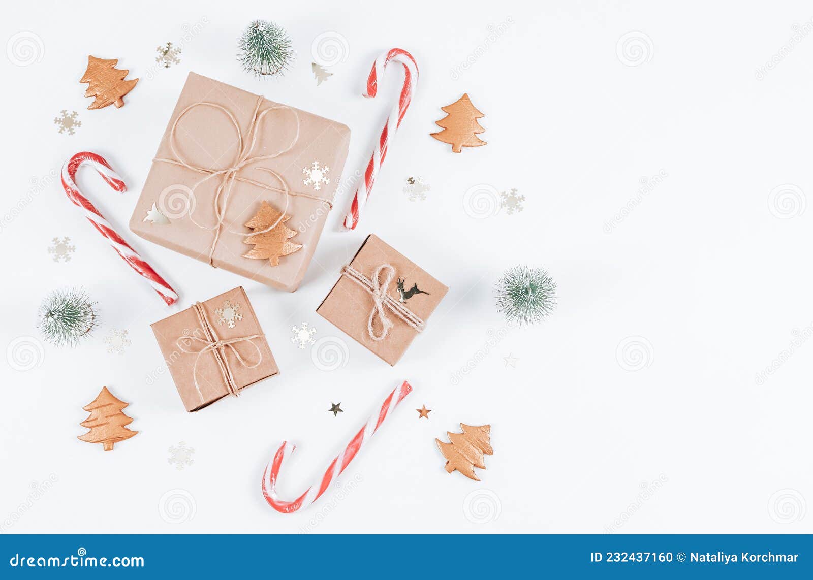 Three Craft Paper Bags On A Purple Wall Background Stock Image ...