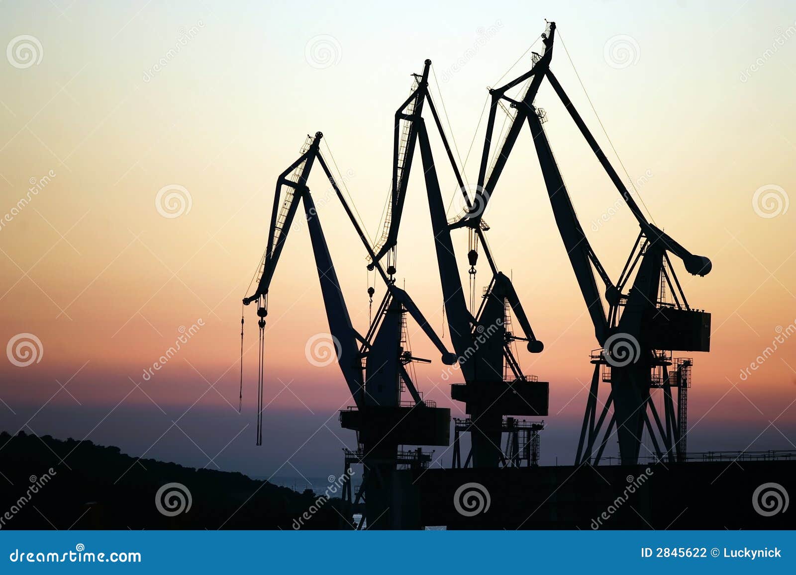 Three crane stock photo. Image of hoist, container, ocean - 2845622