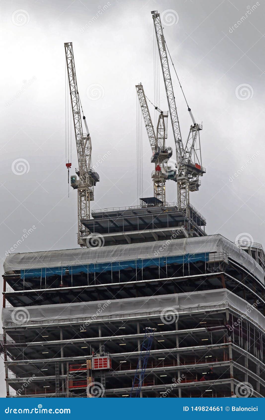 Skyscraper Cranes stock image. Image of barrier, city - 149824661