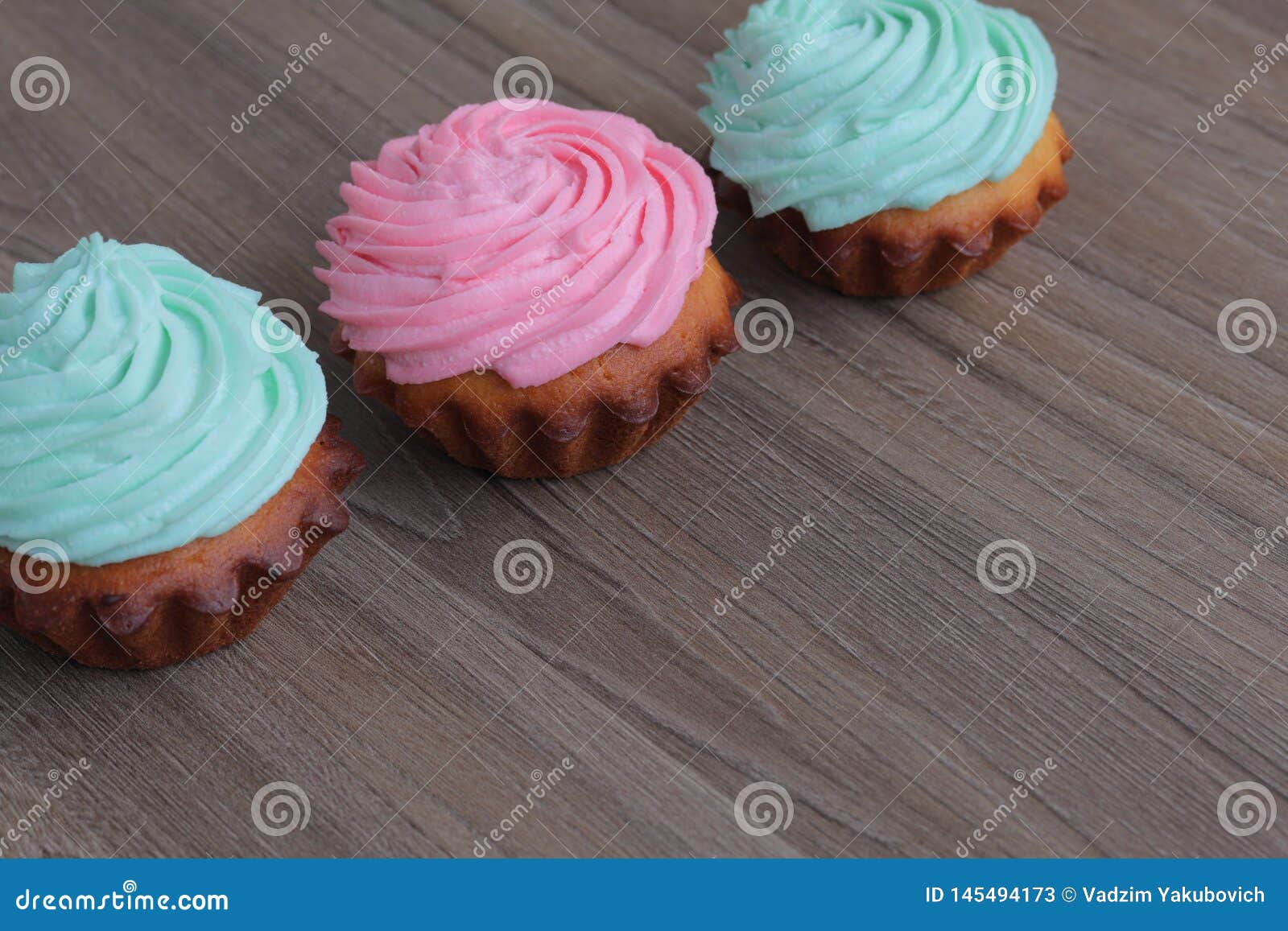 Three Cream Cakes of Different Colors. Stock Image - Image of sweet ...