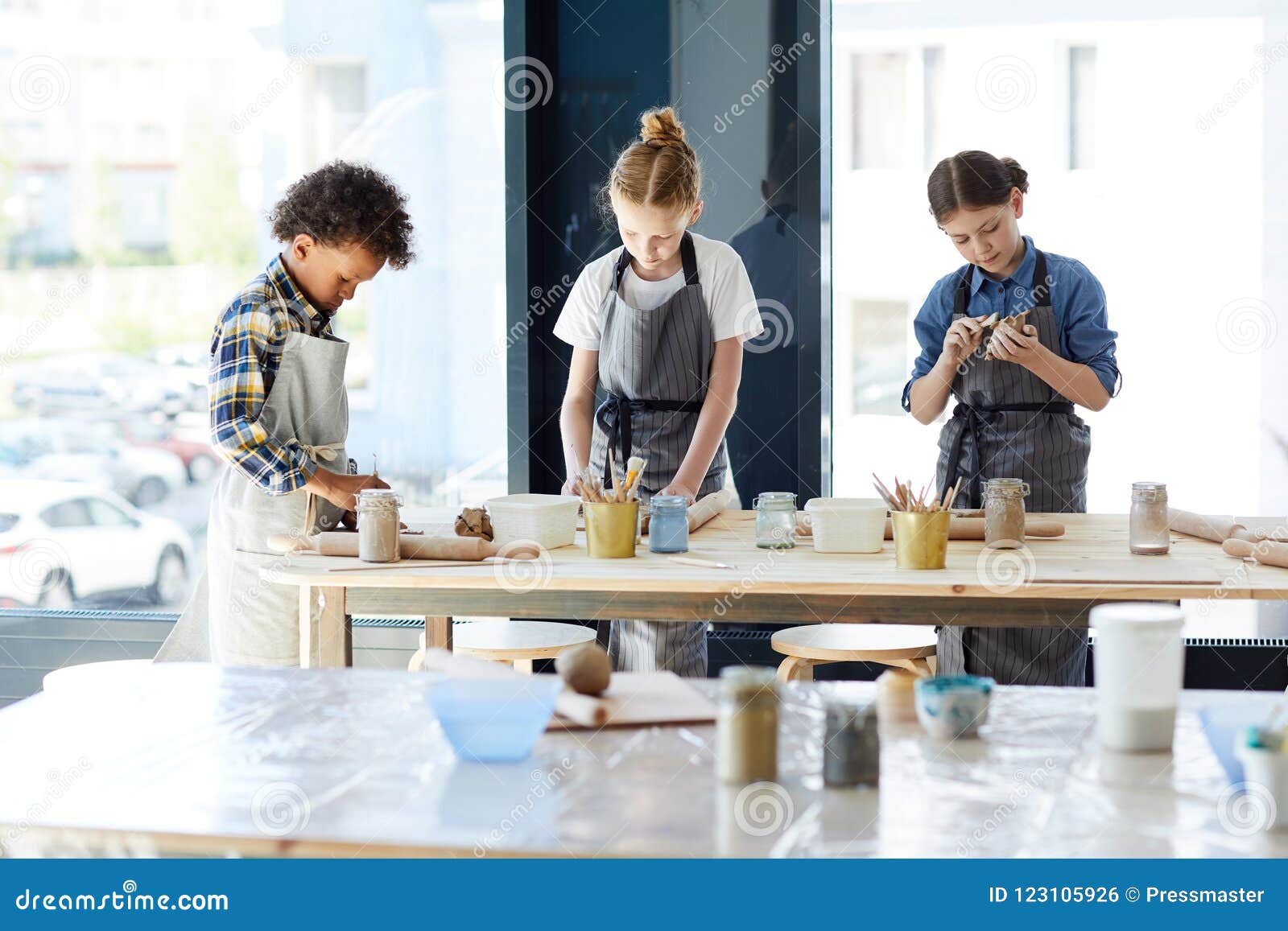 Kids studying in workshop stock photo. Image of diligent - 123105926