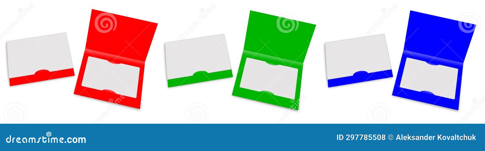 Three Credit Card Blank Template Red, Green and Blue (RGB) for ...