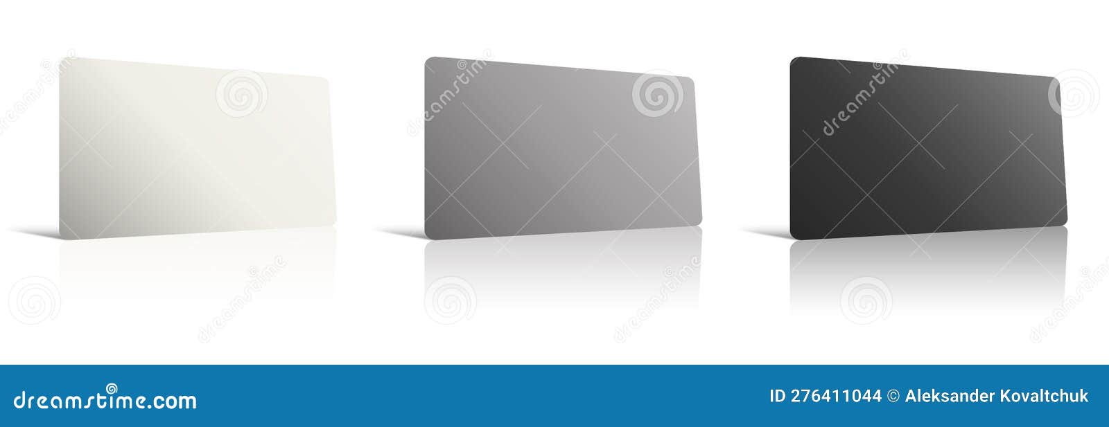 Three Credit Card Blank Template White, Grey and Black for Presentation ...