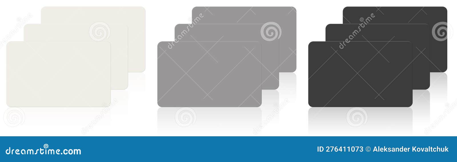 Three Credit Card Blank Template White, Grey and Black for Presentation ...